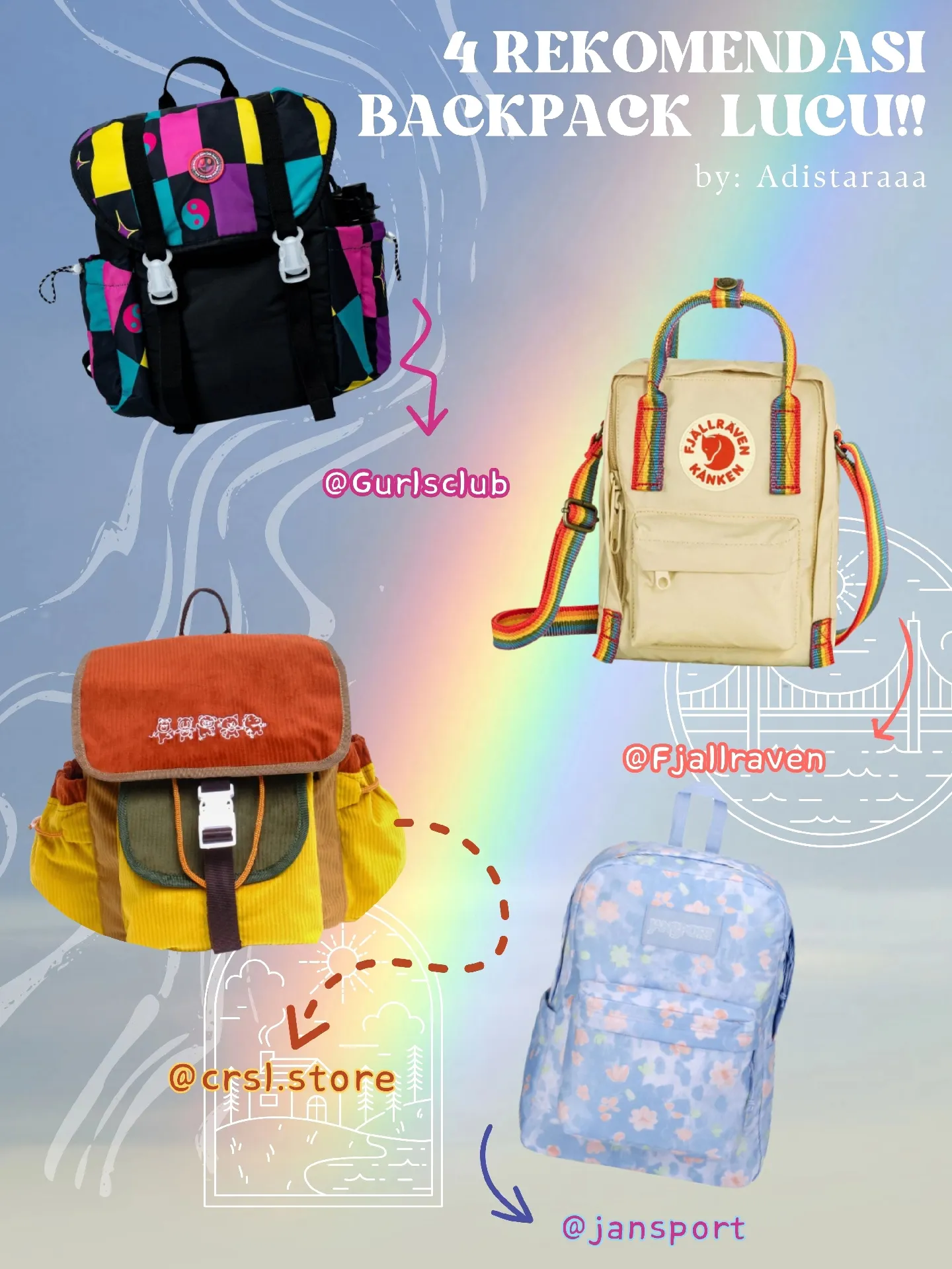 [REKOMENDASI BACKPACK LUCU] | Galeri diposting oleh Adistaraaa | Lemon8