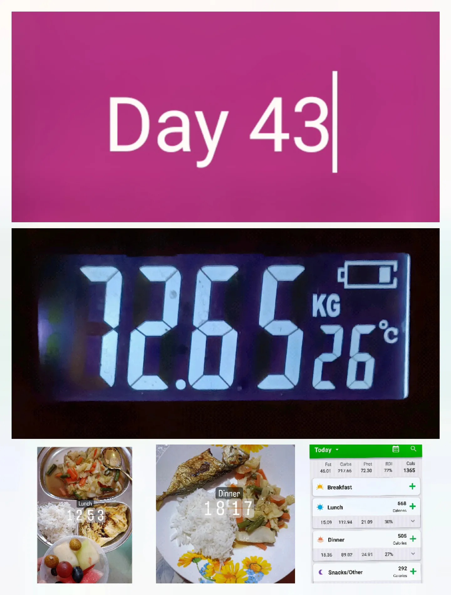 Day 43 : Total 1365Kcal. (29.08.23) | แกลเลอรีที่โพสต์โดย jira | Lemon8