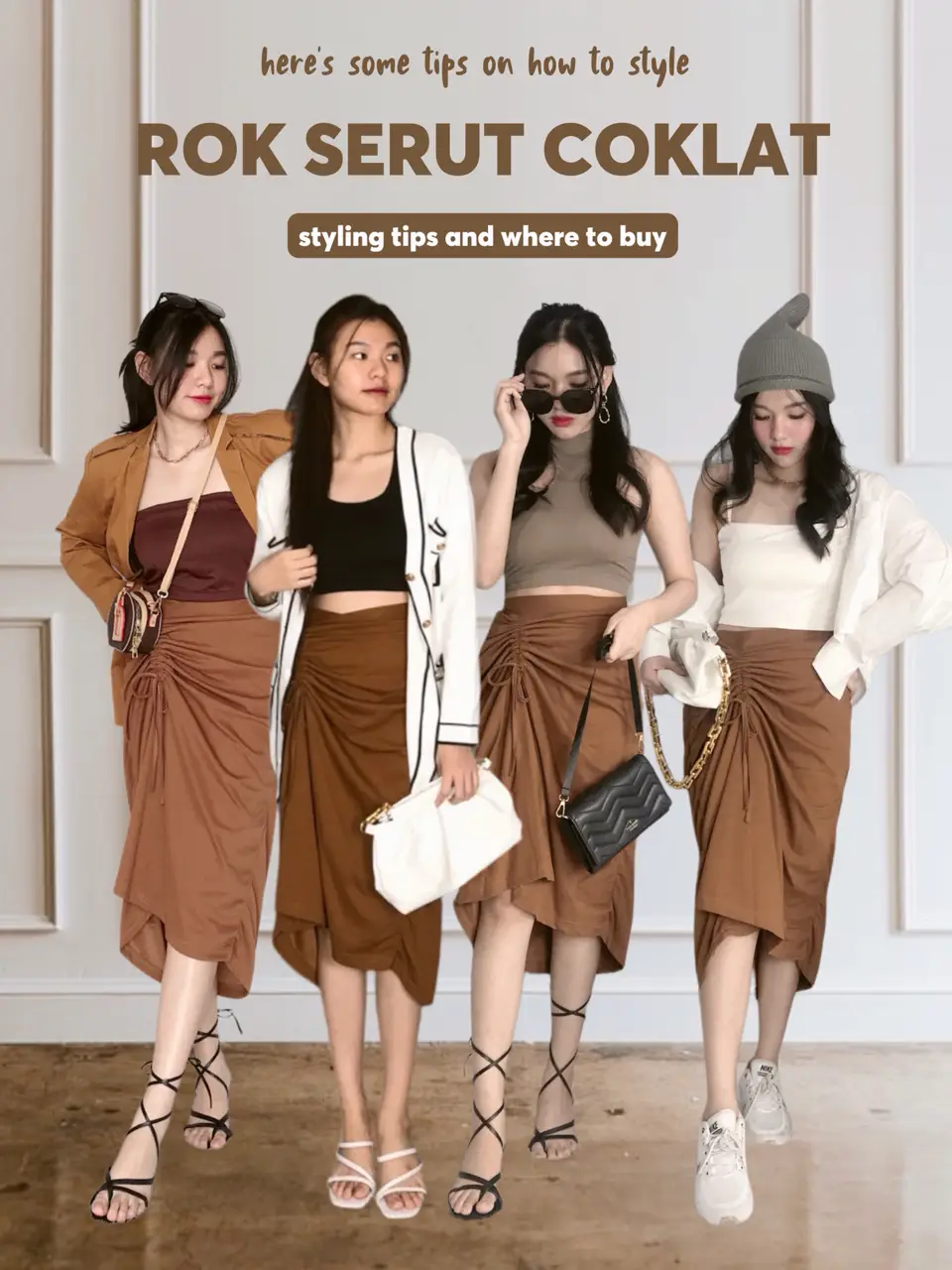 Outfit Rok Serut Coklat🤎🧡 | Galeri diposting oleh Ecc | Lemon8