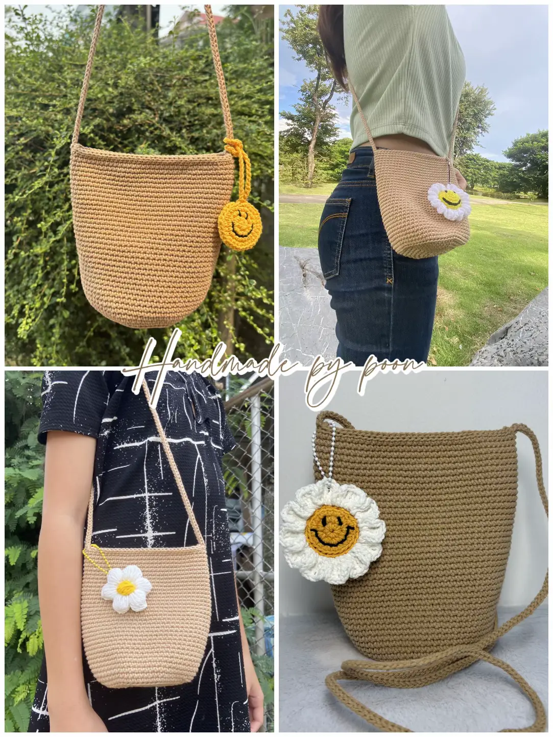 กระเป๋าถักเชือกฟอก ใบเล็กมินิม | แกลเลอรีที่โพสต์โดย Handmade poon | Lemon8