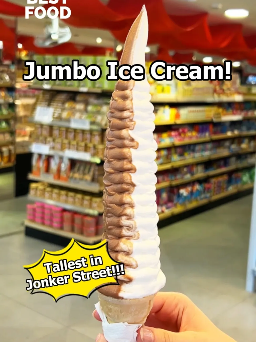 Tallest Jumbo Ice Cream in Jonker Street! | Video diterbitkan oleh Best Food MY | Lemon8