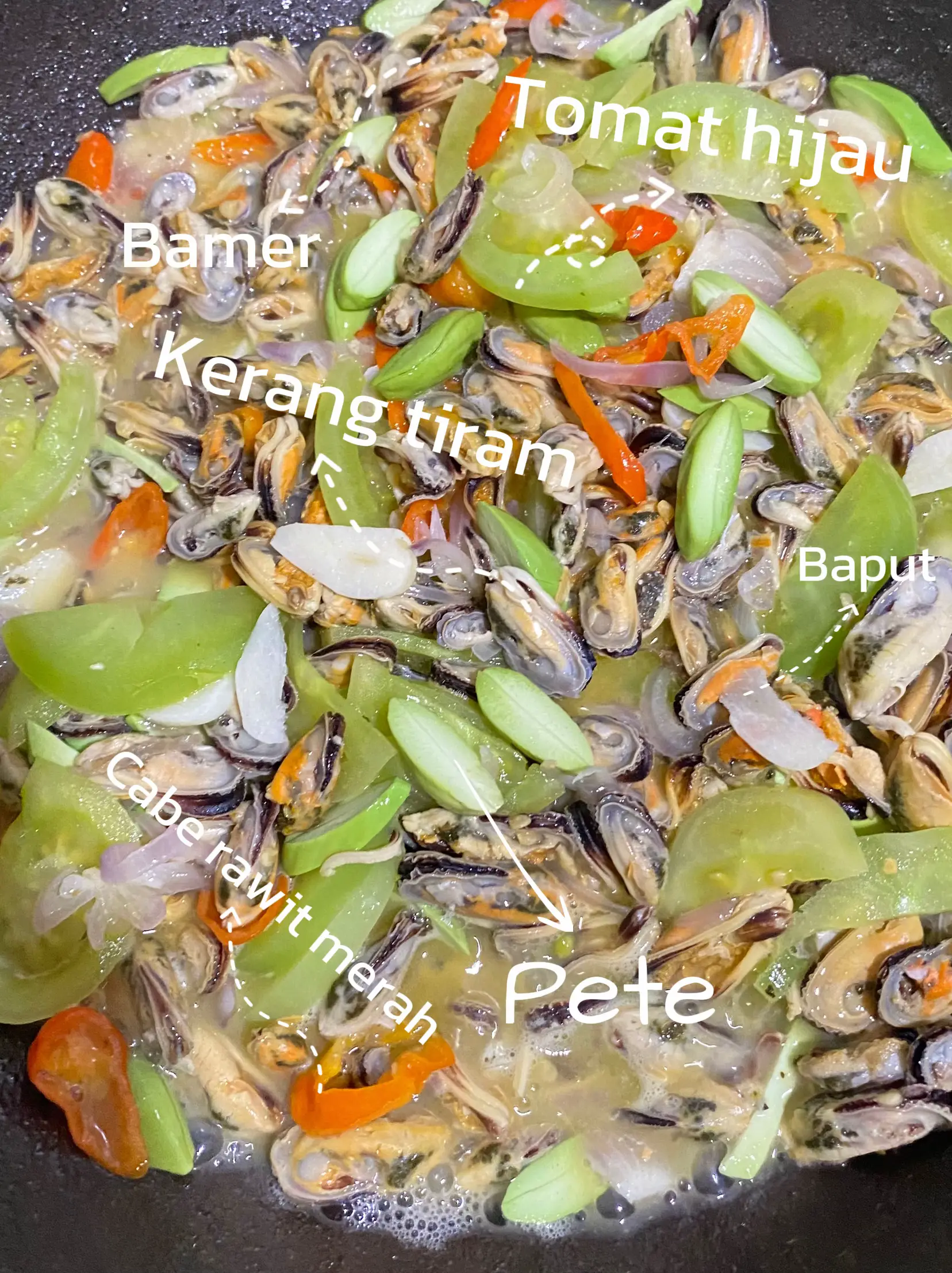 Oseng2 kerang Pete tomat hijau | Galeri diposting oleh Hayano Tatik | Lemon8