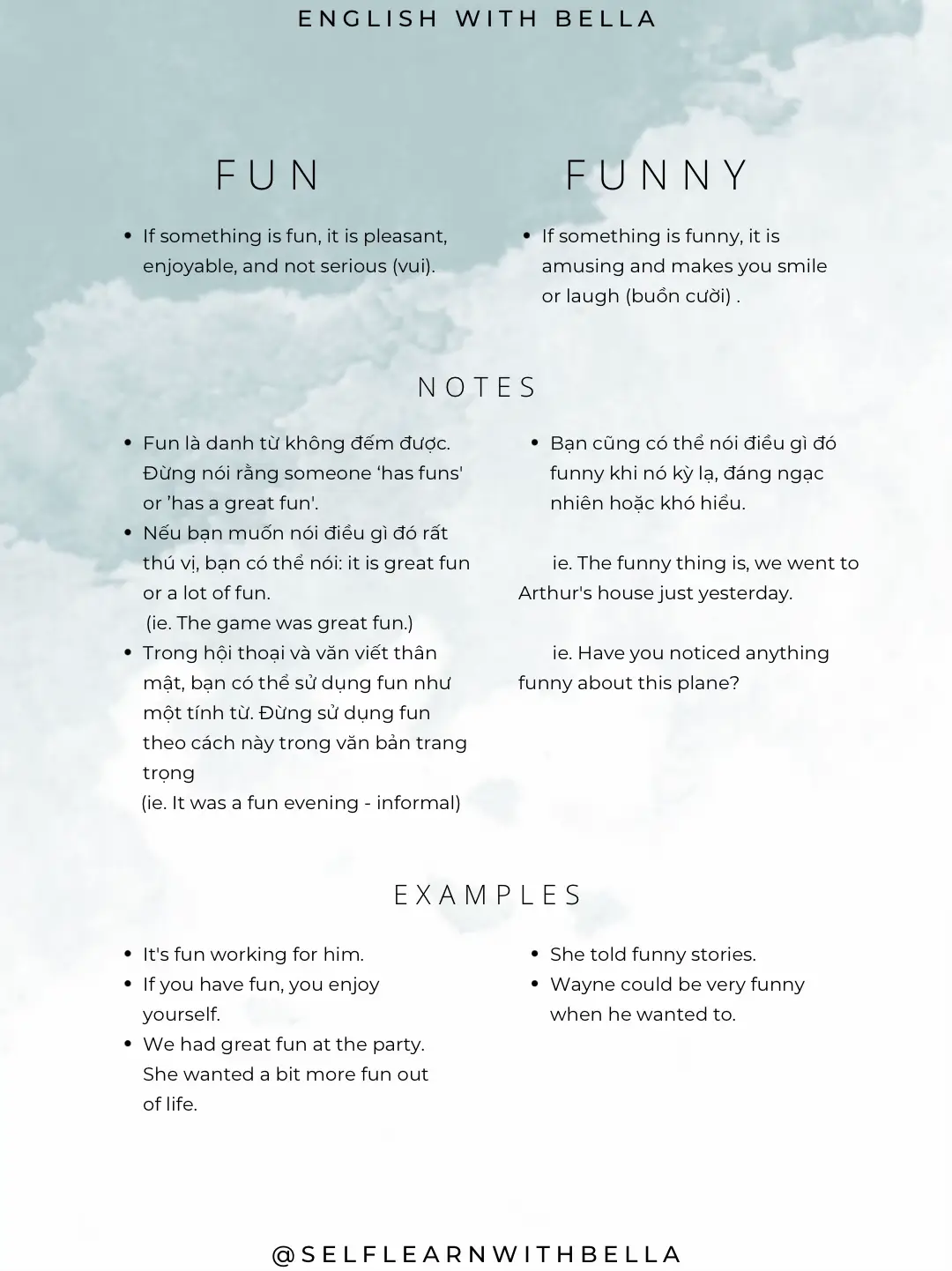 FUN với FUNNY khác nhau đó nha | Bộ sưu tập do Bella English đăng | Lemon8