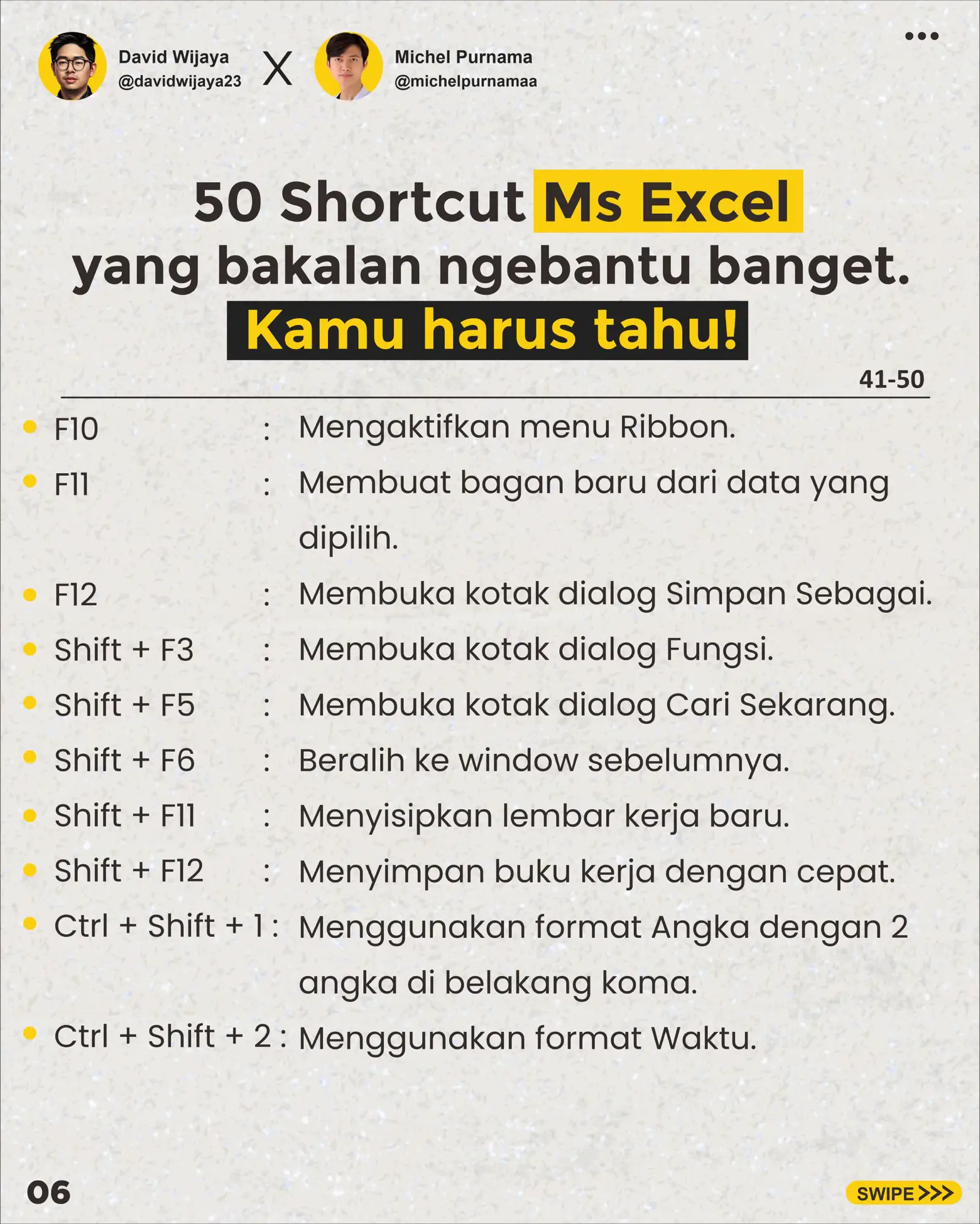 50 Shortcut Ms Excel | Galeri diposting oleh Michel Purnama | Lemon8