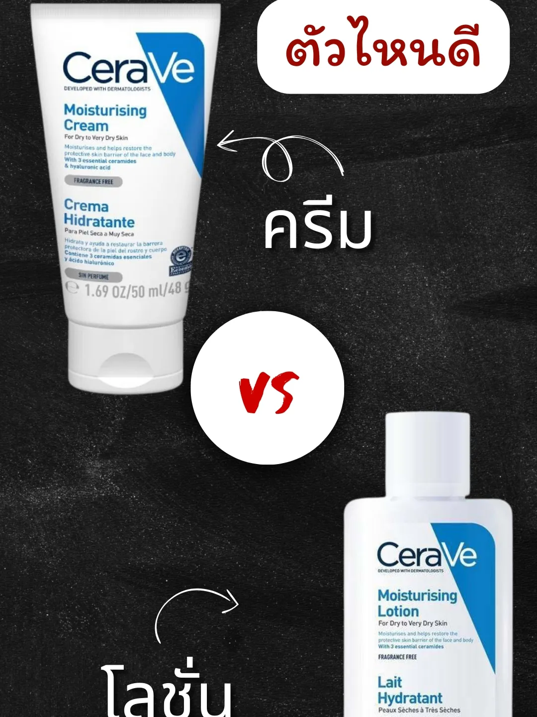 เลือกมอยเจอร์ไรเซอร์ cerave แบบครีมหรือโลชั่นดี | แกลเลอรีที่โพสต์โดย KoomKru.Eng | Lemon8