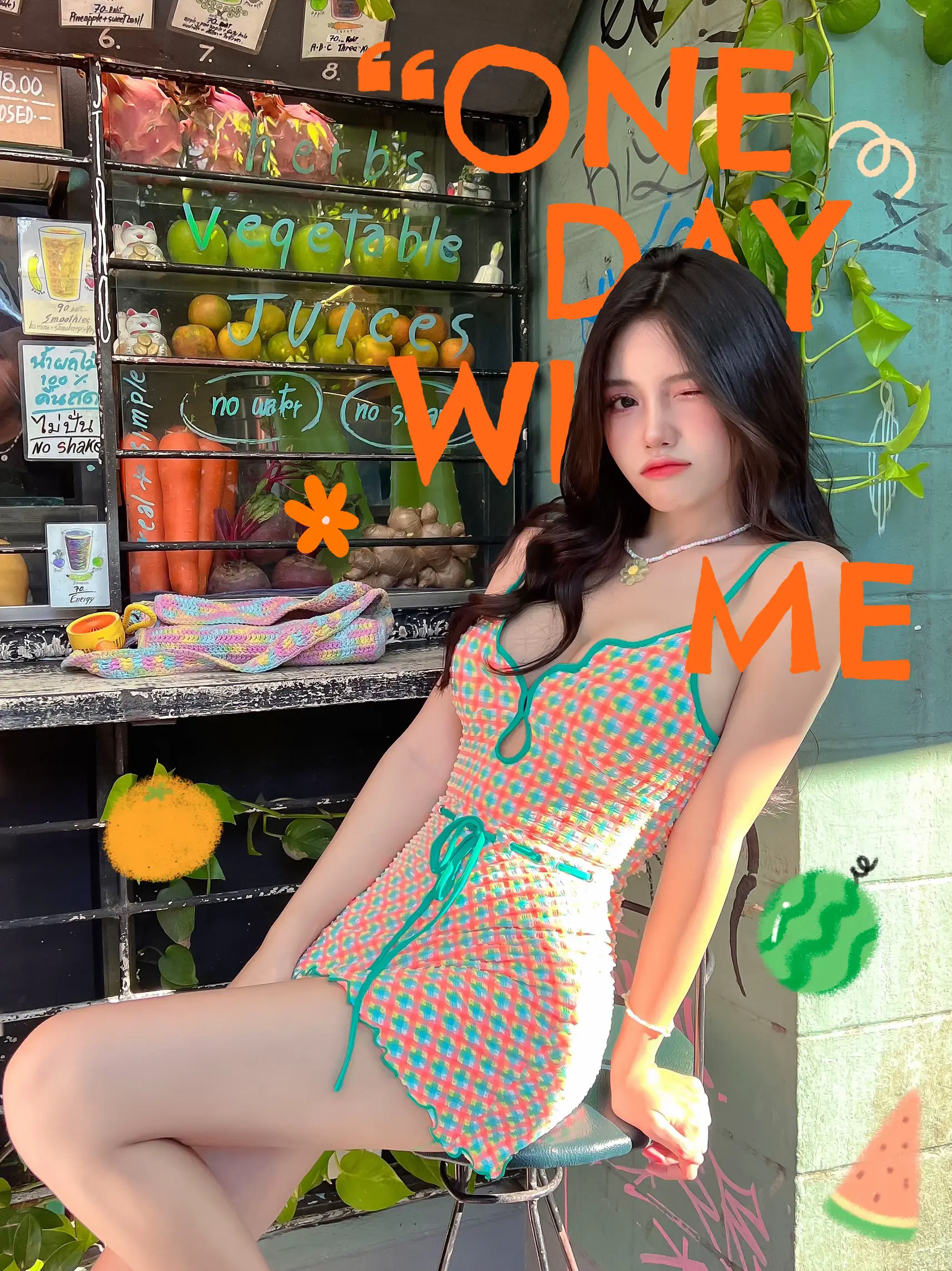 🍊แต่งตัว Summer กับร้านน้ำผลไม้ดังยอดฮิต!🥝🥕 | แกลเลอรีที่โพสต์โดย Cherry ʚAngelɞ | Lemon8