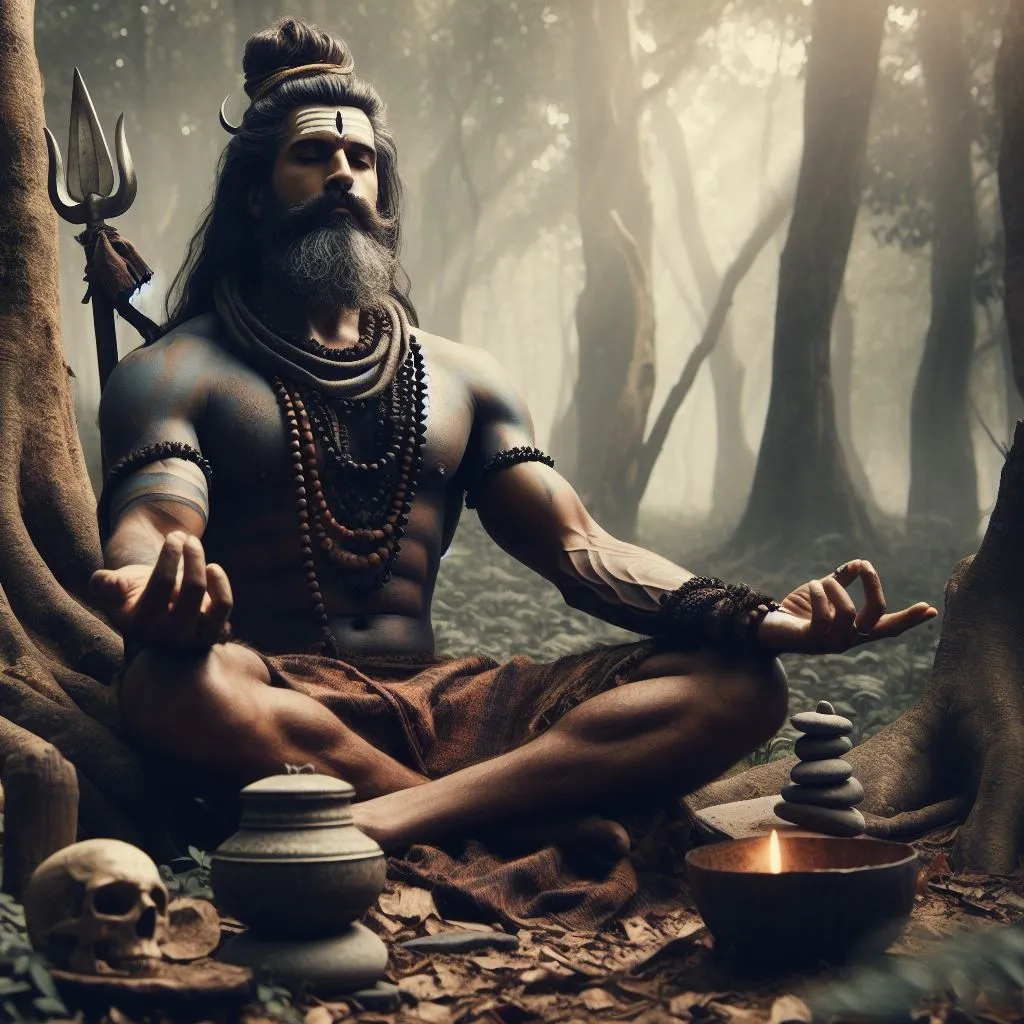 Lord Shiva with a beard sitting in the forest meditation. | Gallery ...