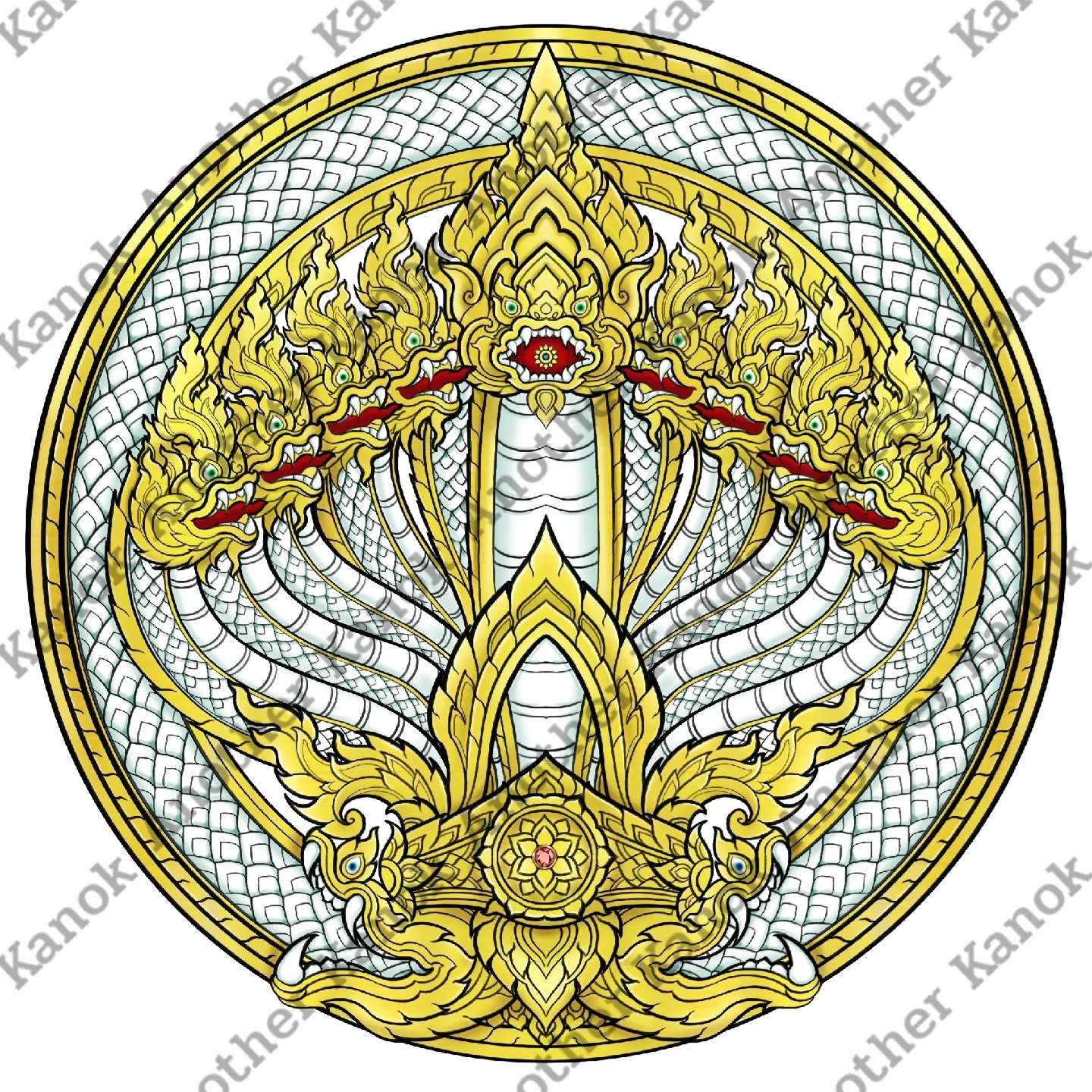 พญานาคขาว ๙ ศียร (ลงสี) | แกลเลอรีที่โพสต์โดย Another Kanok | Lemon8