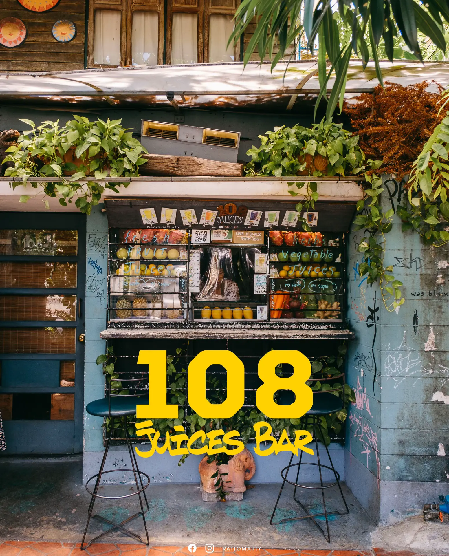 108 Juice Bar 🥭🍊🍉🍎🍌 ร้านน้ำผลไม้สดเจ้าดังถนนพระอาทิตย์ | แกลเลอรีที่ ...
