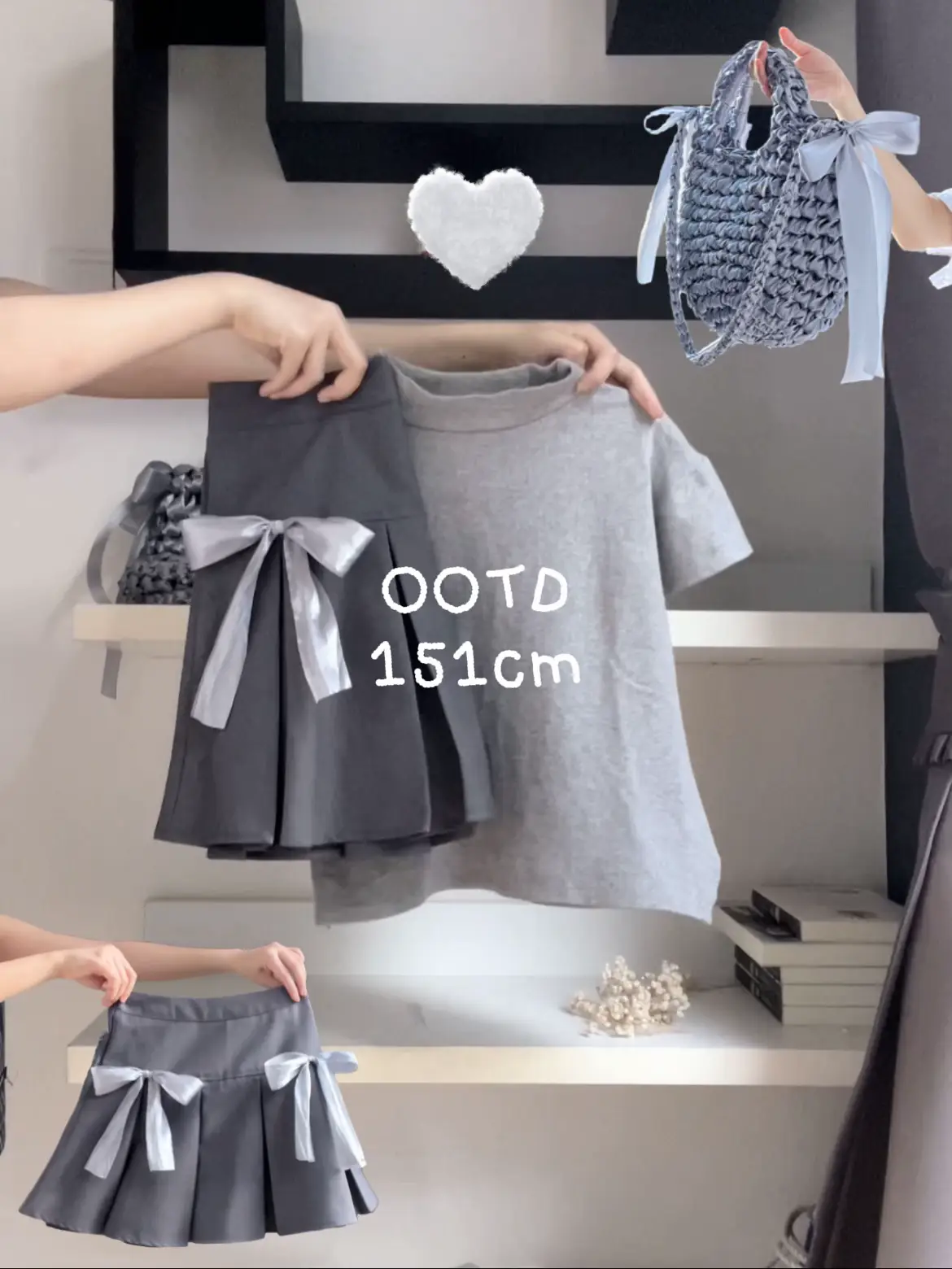 OOTD & DIY กระเป๋า handmade + กระโปรง Ribbon🎧🩶 | วิดีโอที่เผยแพร่โดย Boxofsher 🥨 | Lemon8