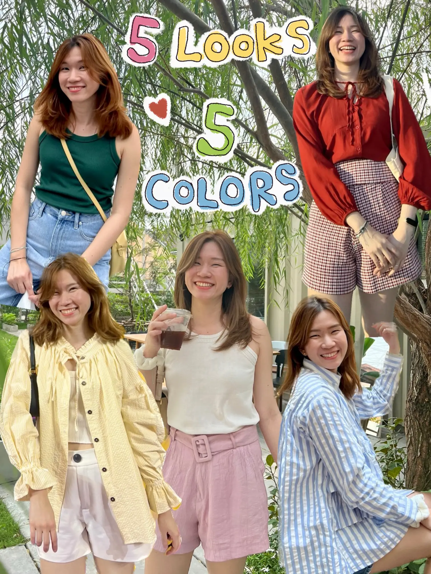 🎀 ไอเดียแต่งตัว ꕀ 5 looks 5 colors | Galeri disiarkan oleh puifainaka | Lemon8