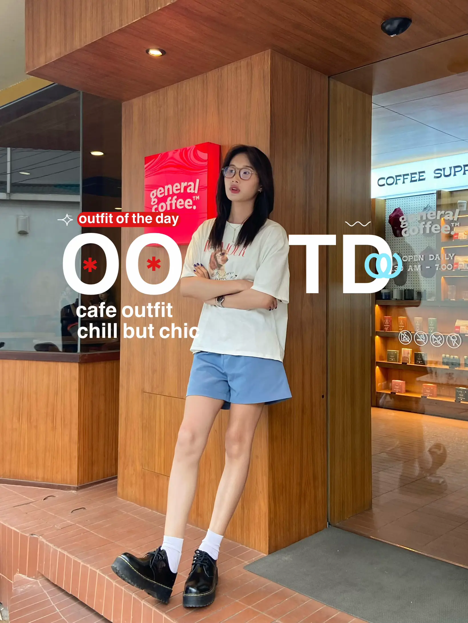 •OOTD | 🦕 cafe outfit แต่งตัวไปคาเฟ่ชิลล์แต่ชิค👀🩵🧢🧤 | แกลเลอรีที่โพสต์โดย (นิคกี้เอง) | Lemon8