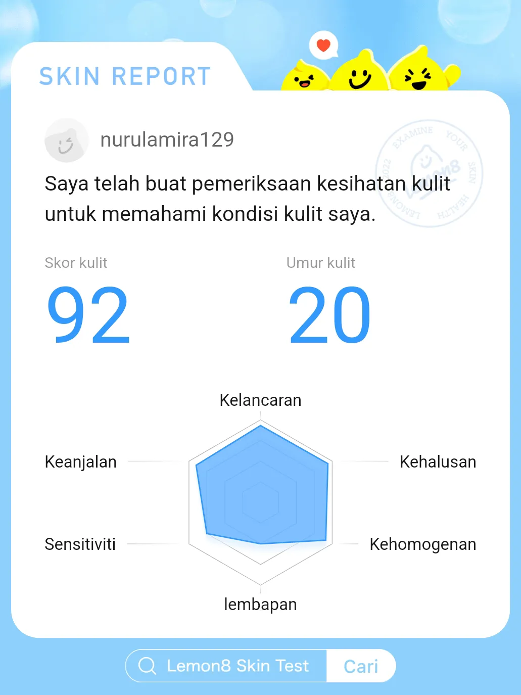 Laporan Kulit Saya | Galeri disiarkan oleh Faridah saem 29 | Lemon8