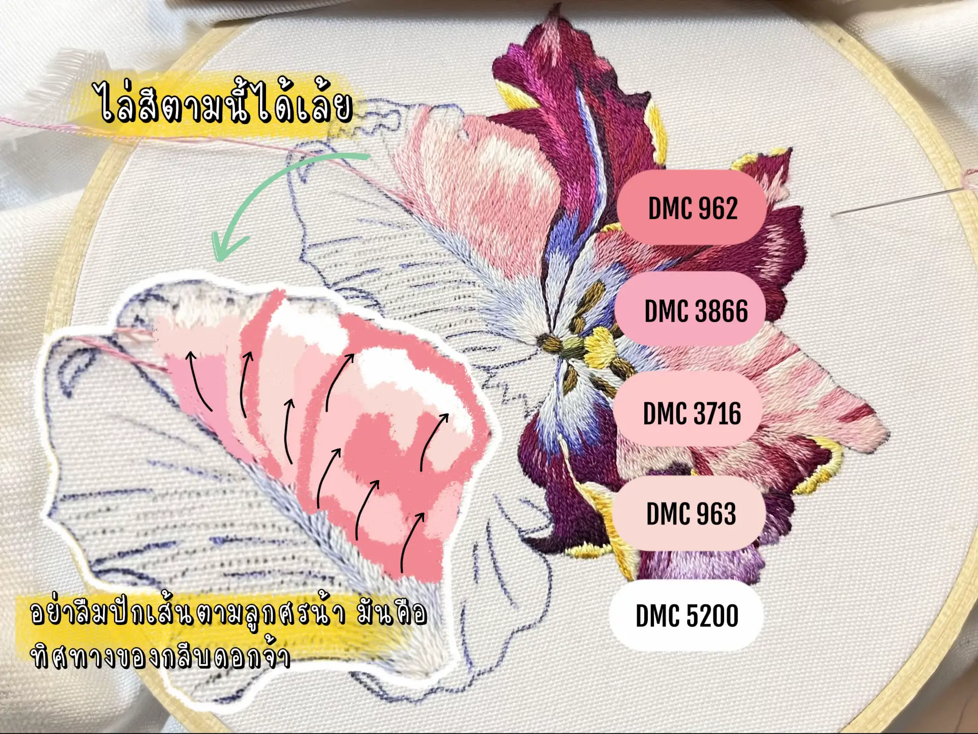 Part 4 ปักดอกไม้ยังไง!! ให้เหมือนระบายสีน้ำ🌸🎨 | แกลเลอรีที่โพสต์โดย a ...