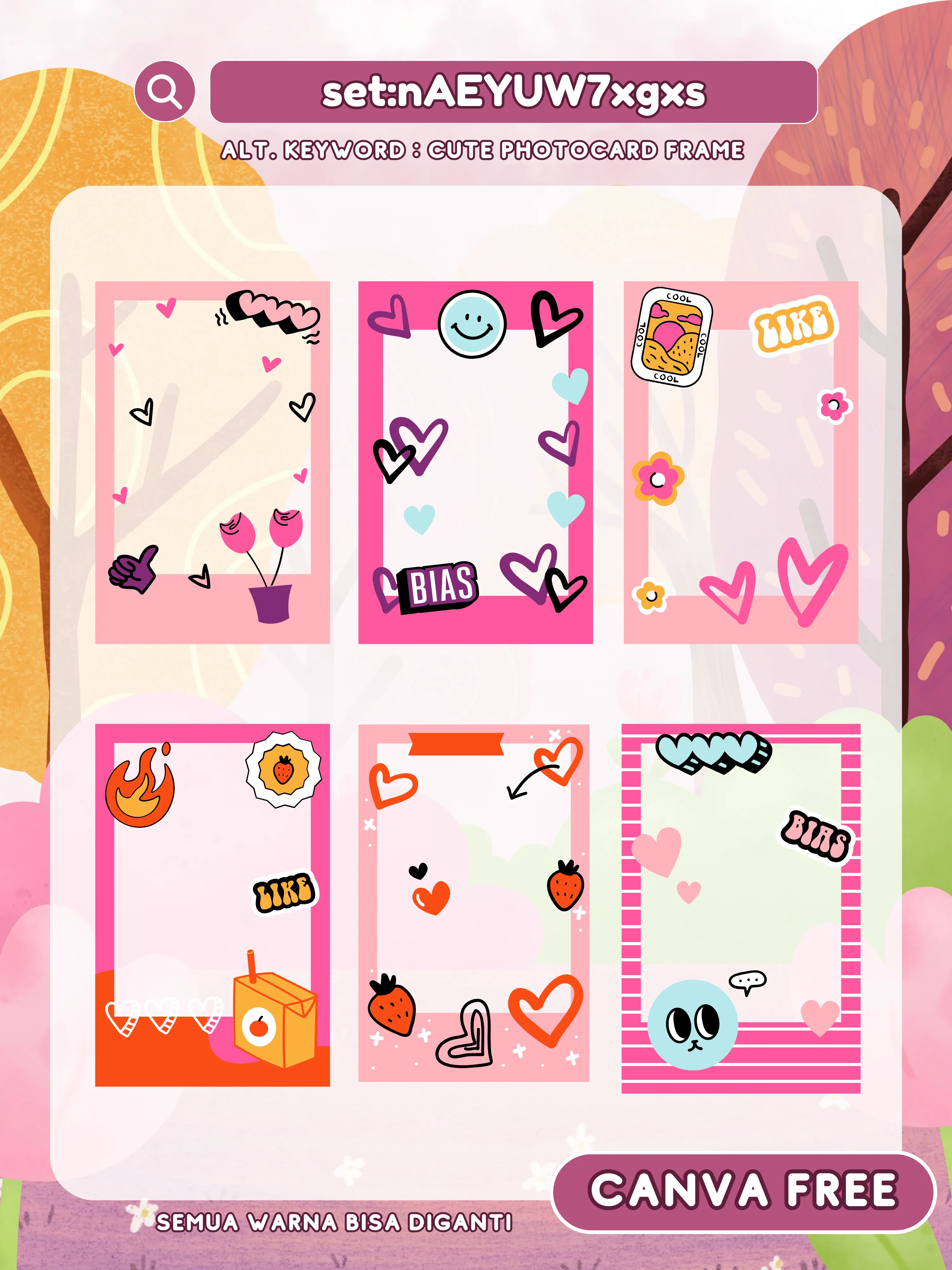 Kode Elemen Pink Tergemes di Canva!! | Galeri diposting oleh Choco Avo ...