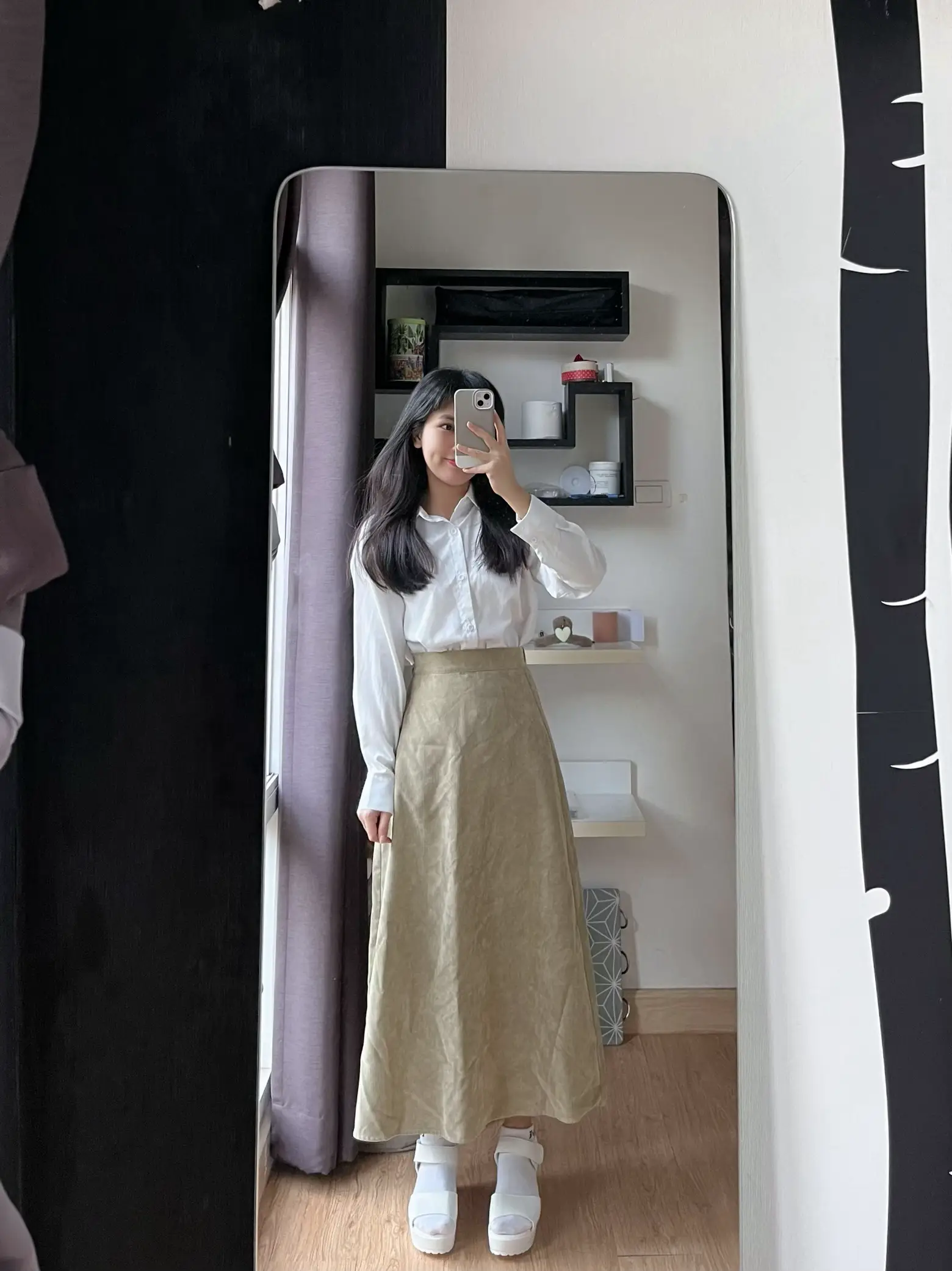 Office OOTD 150cm ʕ•̬͡•แต่งตัวง่ายๆกับกระโปรงสีมัทฉะ🍵 | แกลเลอรีที่โพสต์โดย Boxofsher 🥨 | Lemon8