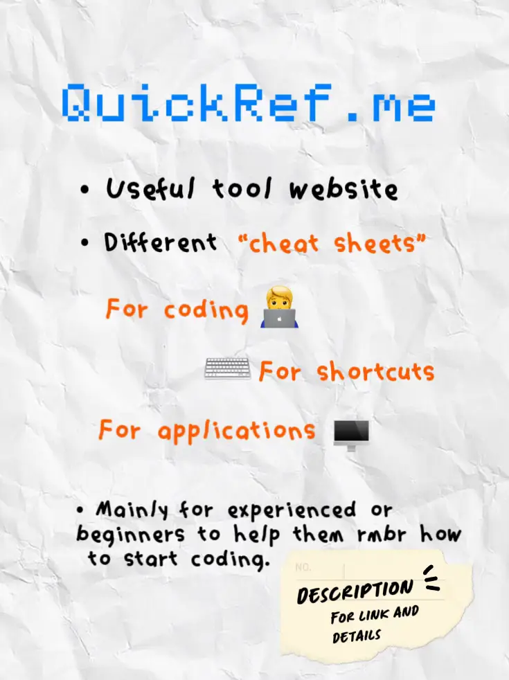 Coding “CHEAT SHEETS” and more… | แกลเลอรีที่โพสต์โดย Jerry🐸 | Lemon8