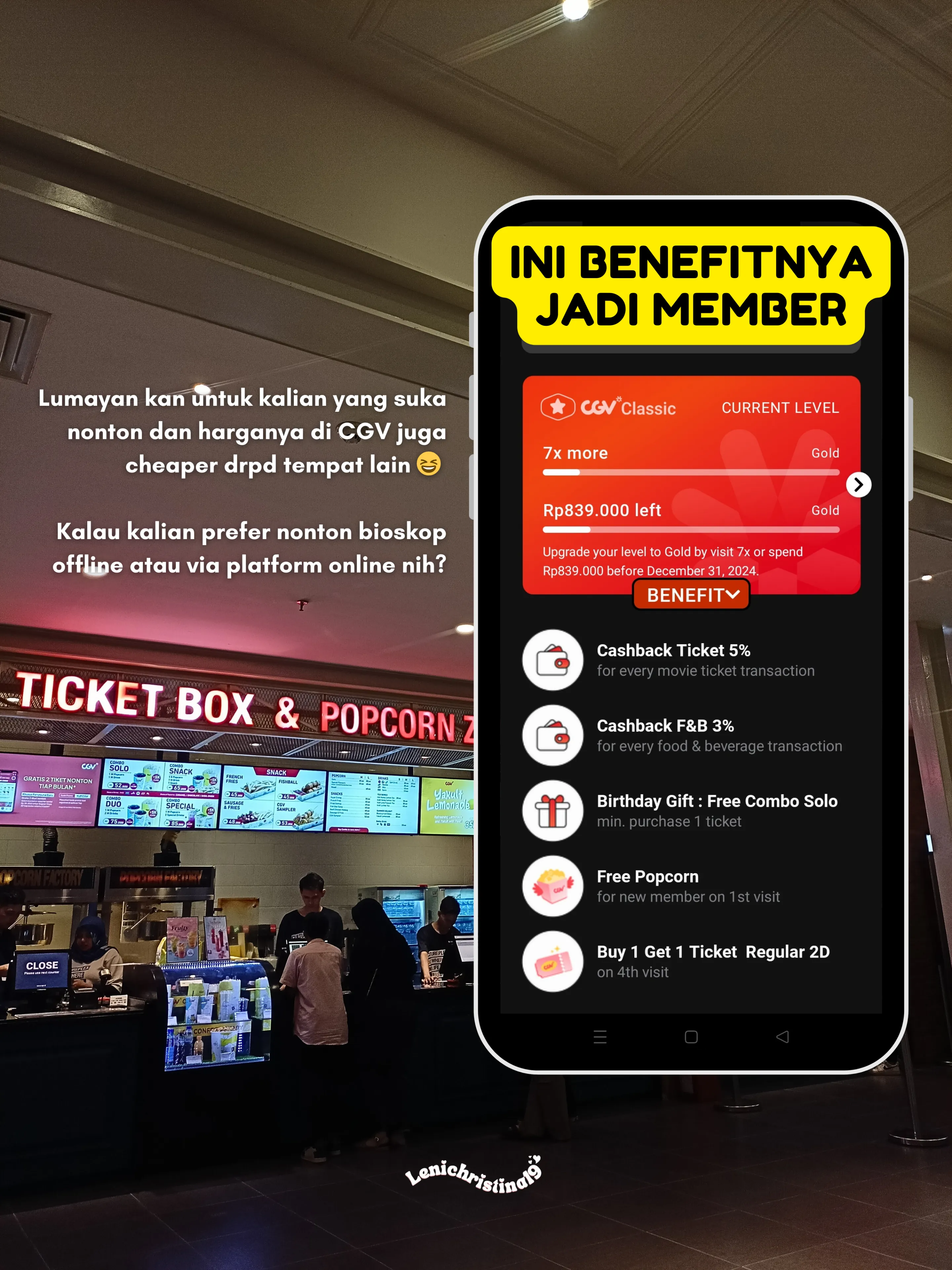 POPCORN GRATIS UNTUK MEMBER BARU CGV 😍 | Galeri diposting oleh LEN | Lemon8