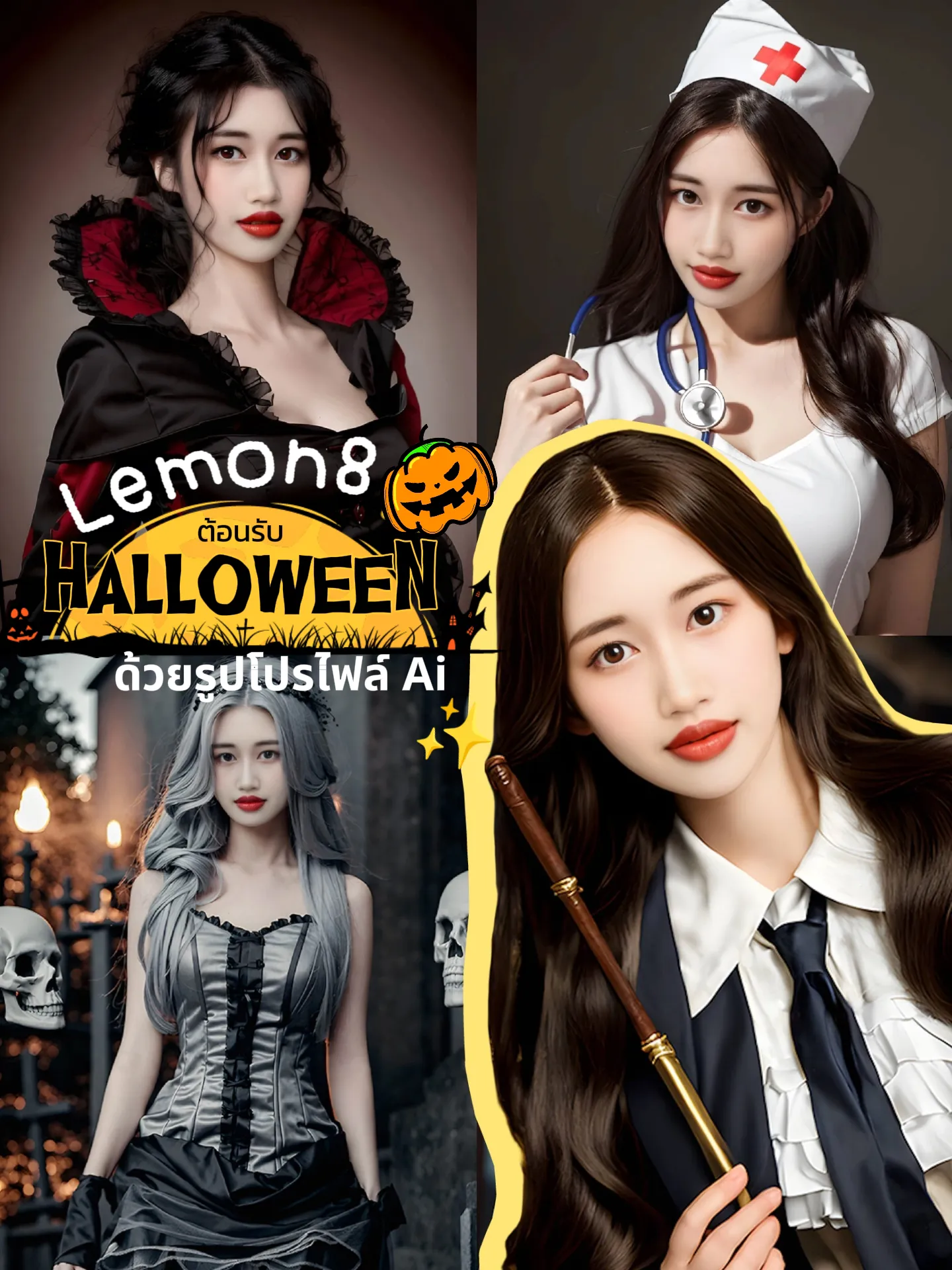 Lemon8 🍋ต้อนรับ Halloween Day ด้วยรูป AI สุดปัง!😈 | แกลเลอรีที่โพสต์โดย Sunshine☀️ | Lemon8