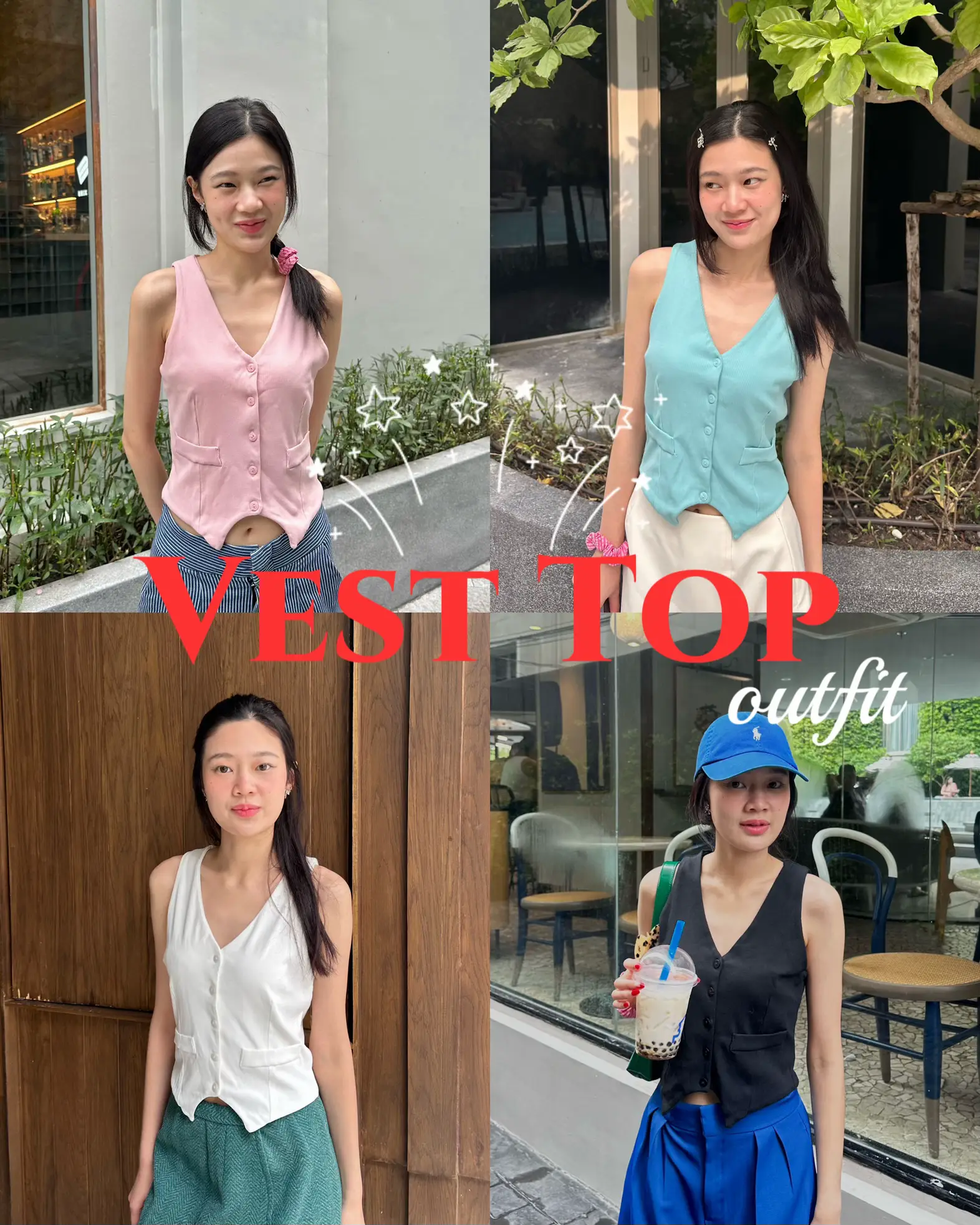 Vest Top Outfit♥️ | แกลเลอรีที่โพสต์โดย Amis Basic | Lemon8