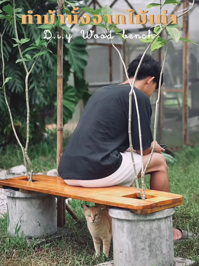 ทำม้านั่งในสวนง่ายๆ แถมปลูกต้นไม้ได้ด้วย 🌳 | แกลเลอรีที่โพสต์โดย Fai Nawaporn | Lemon8