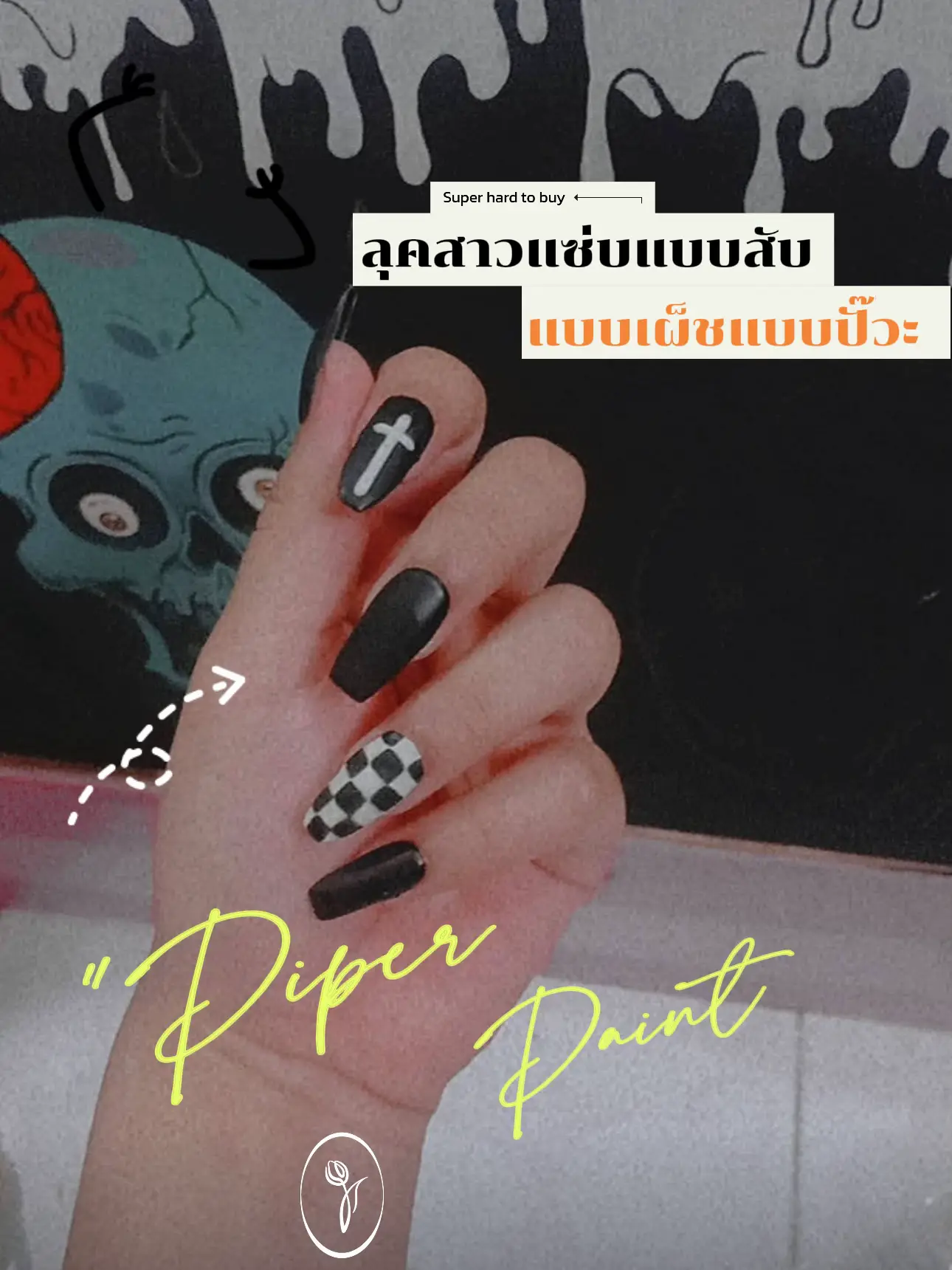 ⚫️☠️🪨ไอเดียทำเล็บสีดำสายฝอ 350 | Gallery posted by Ploywarin Kanch | Lemon8