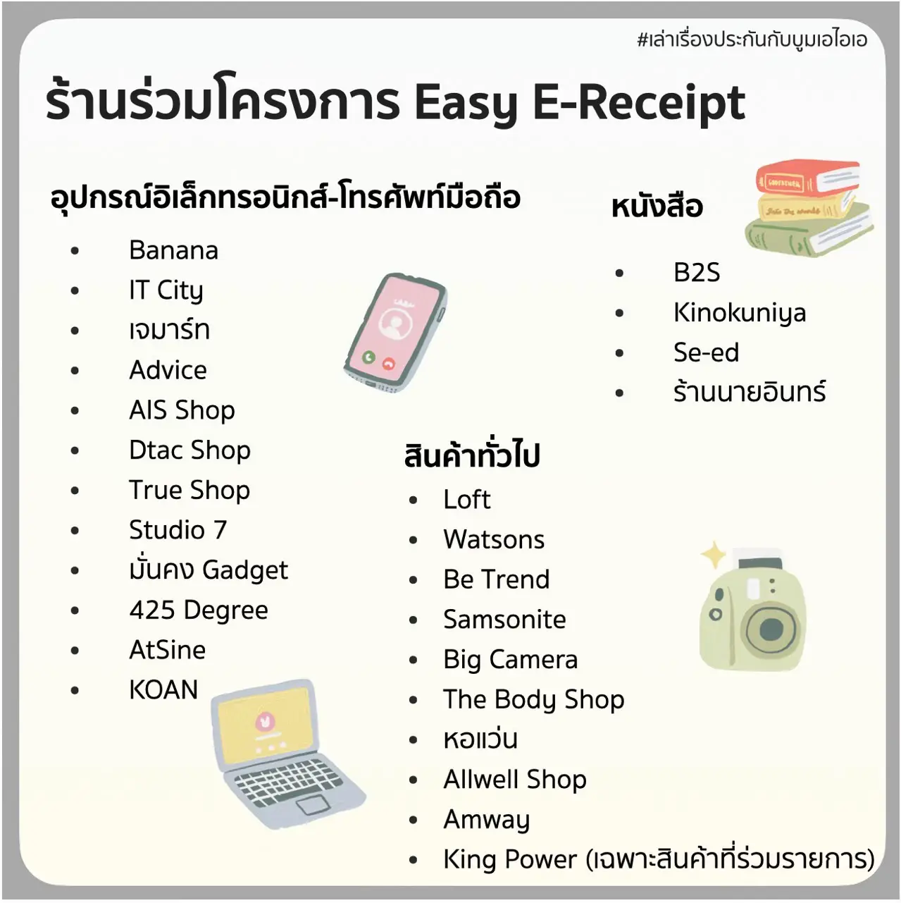 รวมร้านที่เข้าร่วม “e-Receipt” เปลี่ยนยางรถยนต์ก็ลดหย่อนได้ | แกลเลอรีที่โพสต์โดย Aof | Lemon8
