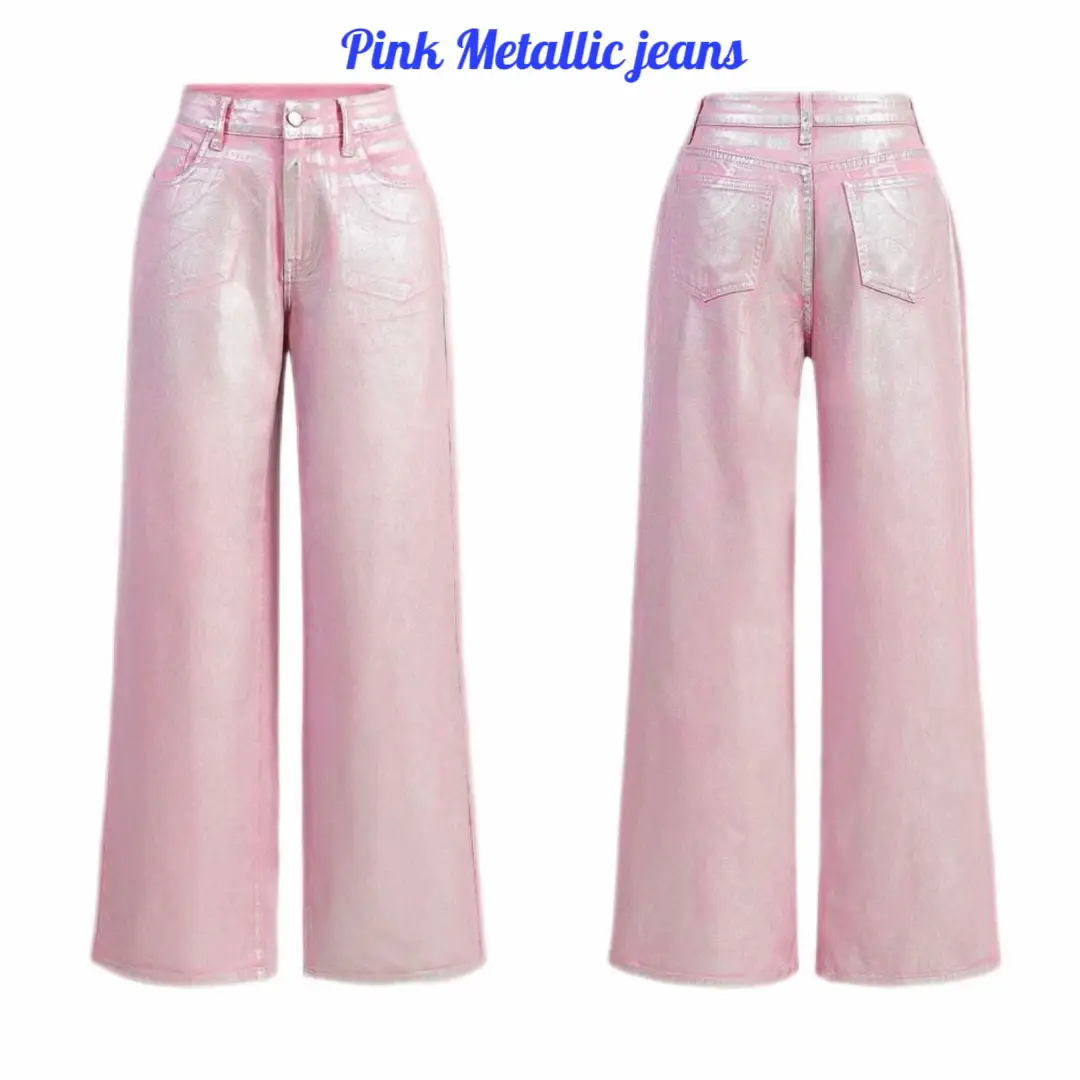 Pink Metallic jeans | แกลเลอรีที่โพสต์โดย PREAW | Lemon8