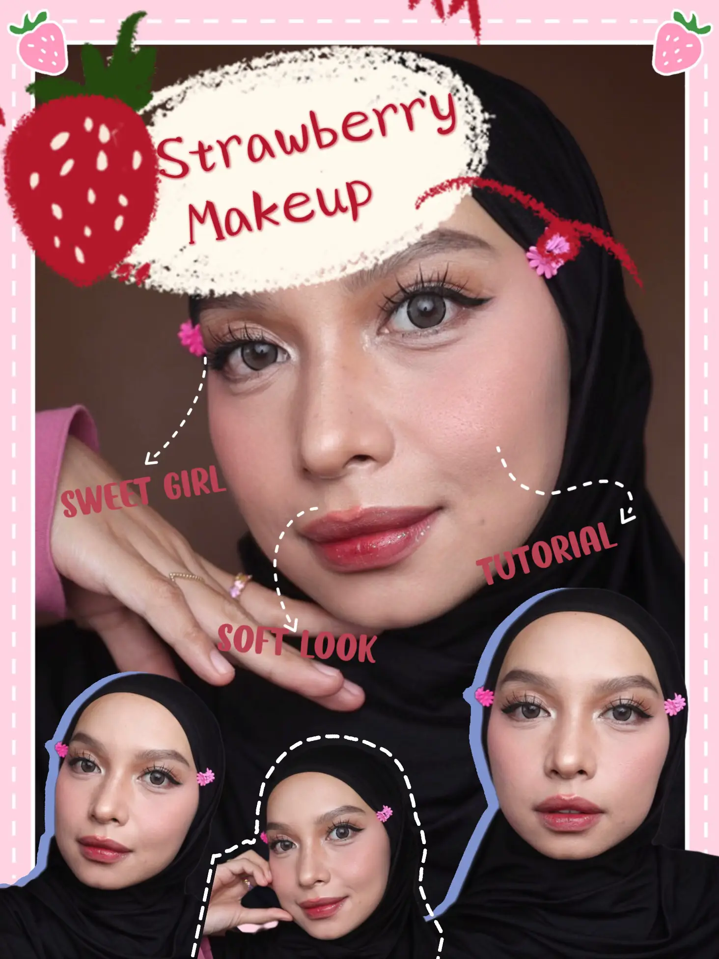 Strawberry Makeup Tutorial 🍓🍰 | วิดีโอที่เผยแพร่โดย Vikianggra | Lemon8