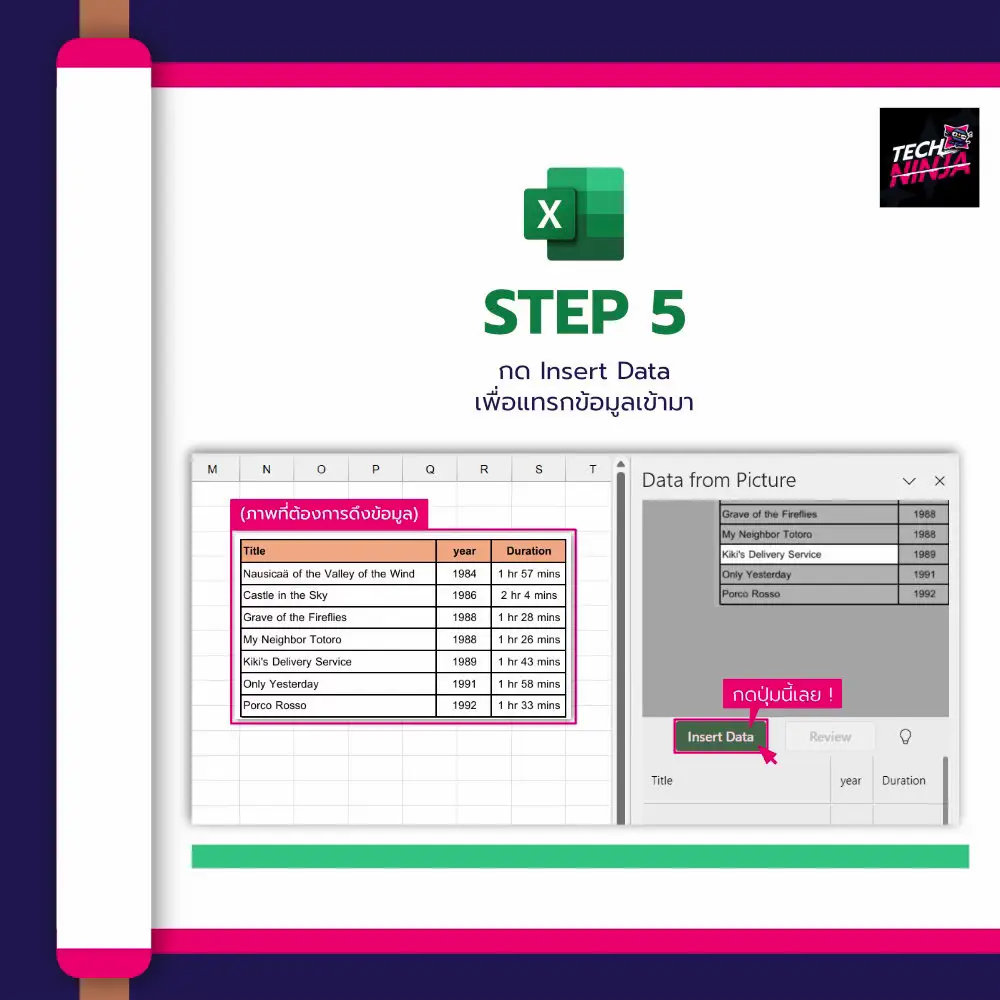 ดึงข้อมูล Excel จากรูปภาพ 🖼️ | แกลเลอรีที่โพสต์โดย TechNinja.th | Lemon8