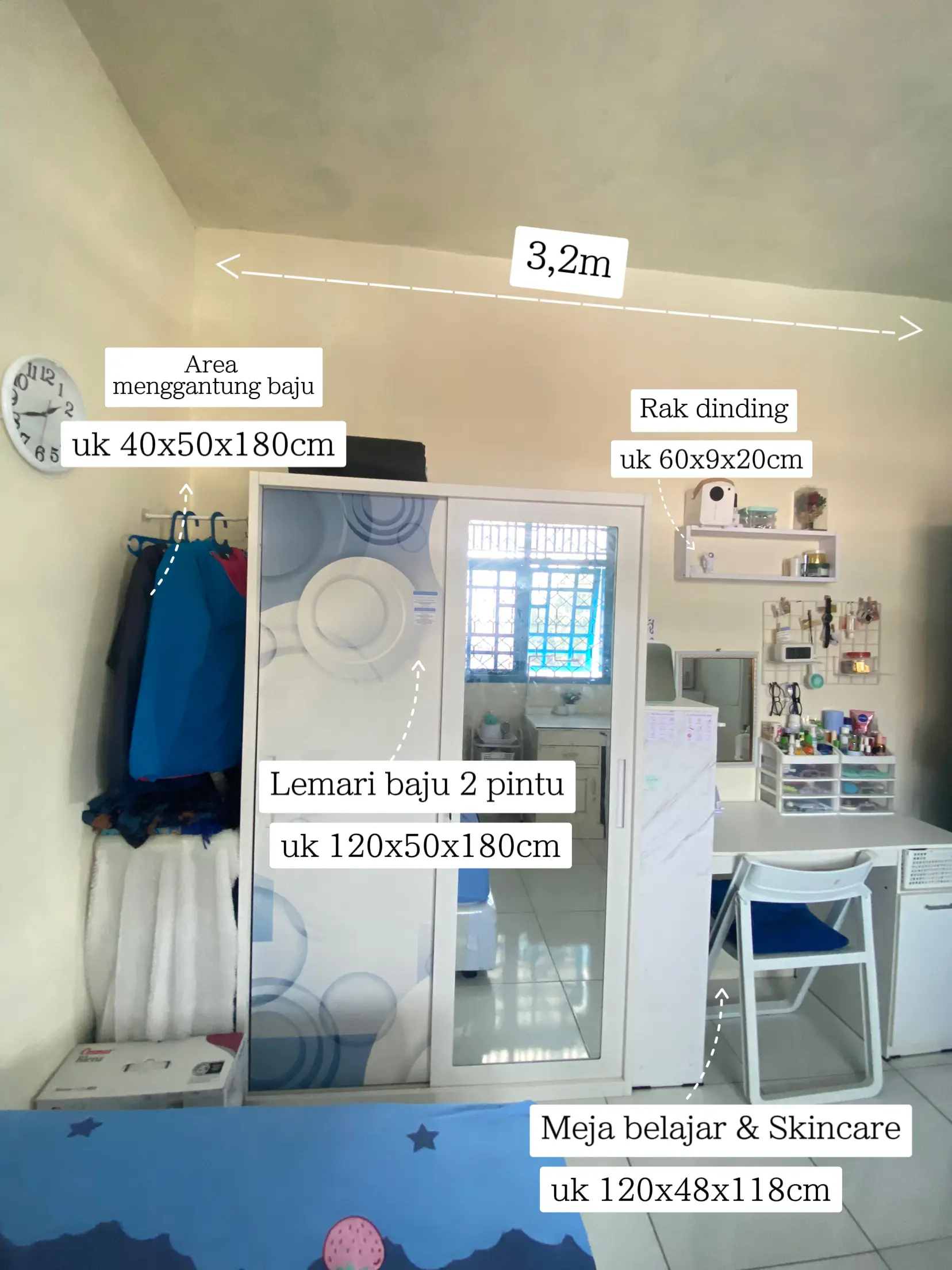 Kamar tidur 3,2x3m Bisa muat banyak barang lho | Galeri diposting oleh ...