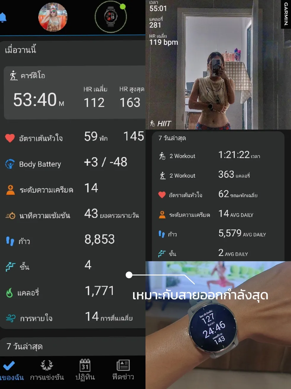 💪 GARMIN Venu2Plus สวย เท่ ใส่ออกกำลังกายเริด 😍 | แกลเลอรีที่โพสต์โดย 🍭🍭หวานกำลังดี | Lemon8