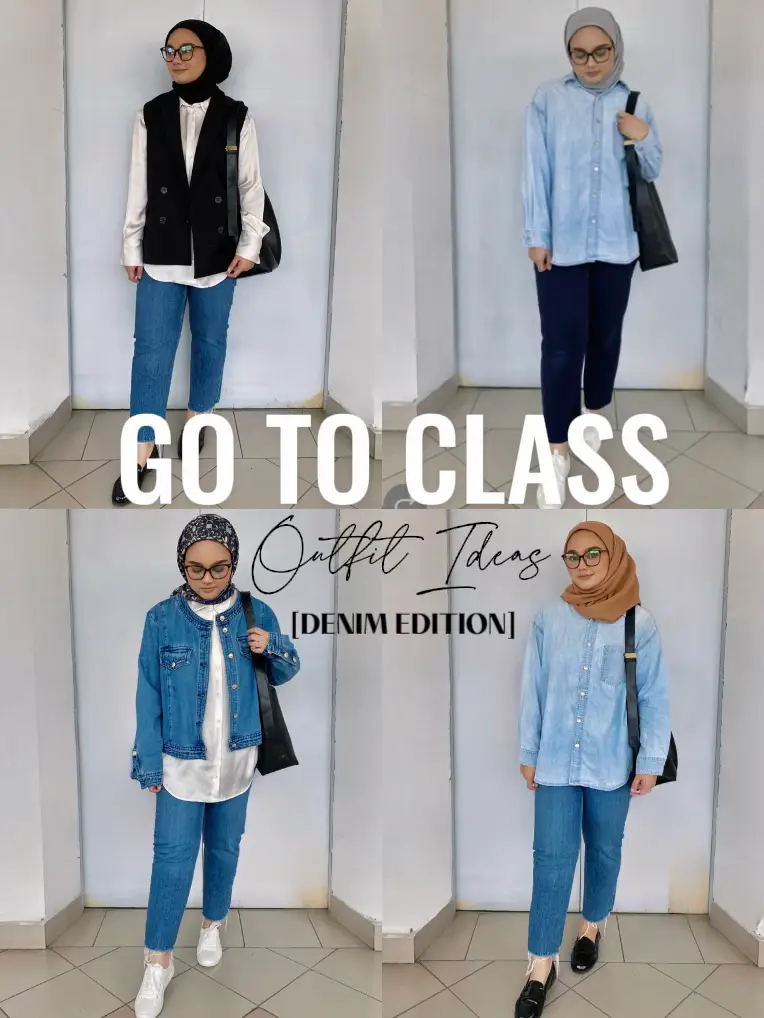 My Go To Class Outfit Ideas [ DENIM EDITION ] | Galeri disiarkan oleh Yann | Lemon8