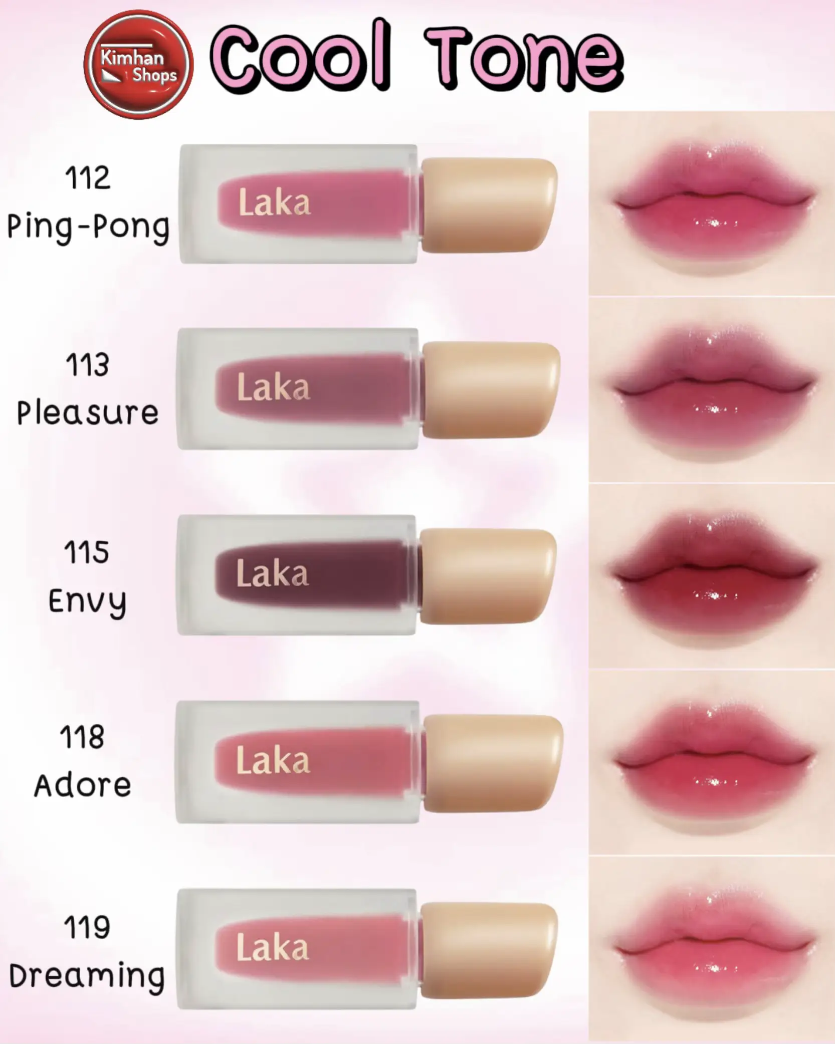 K : เลือกลิป Laka ตาม Personal Color🔴 | แกลเลอรีที่โพสต์โดย Kimhanshops | Lemon8