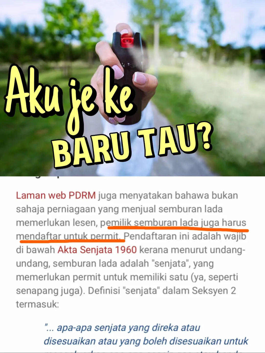 Nak miliki Pepper Spray kena ada permit tau! | Galeri disiarkan oleh ruma_mrsnisa | Lemon8