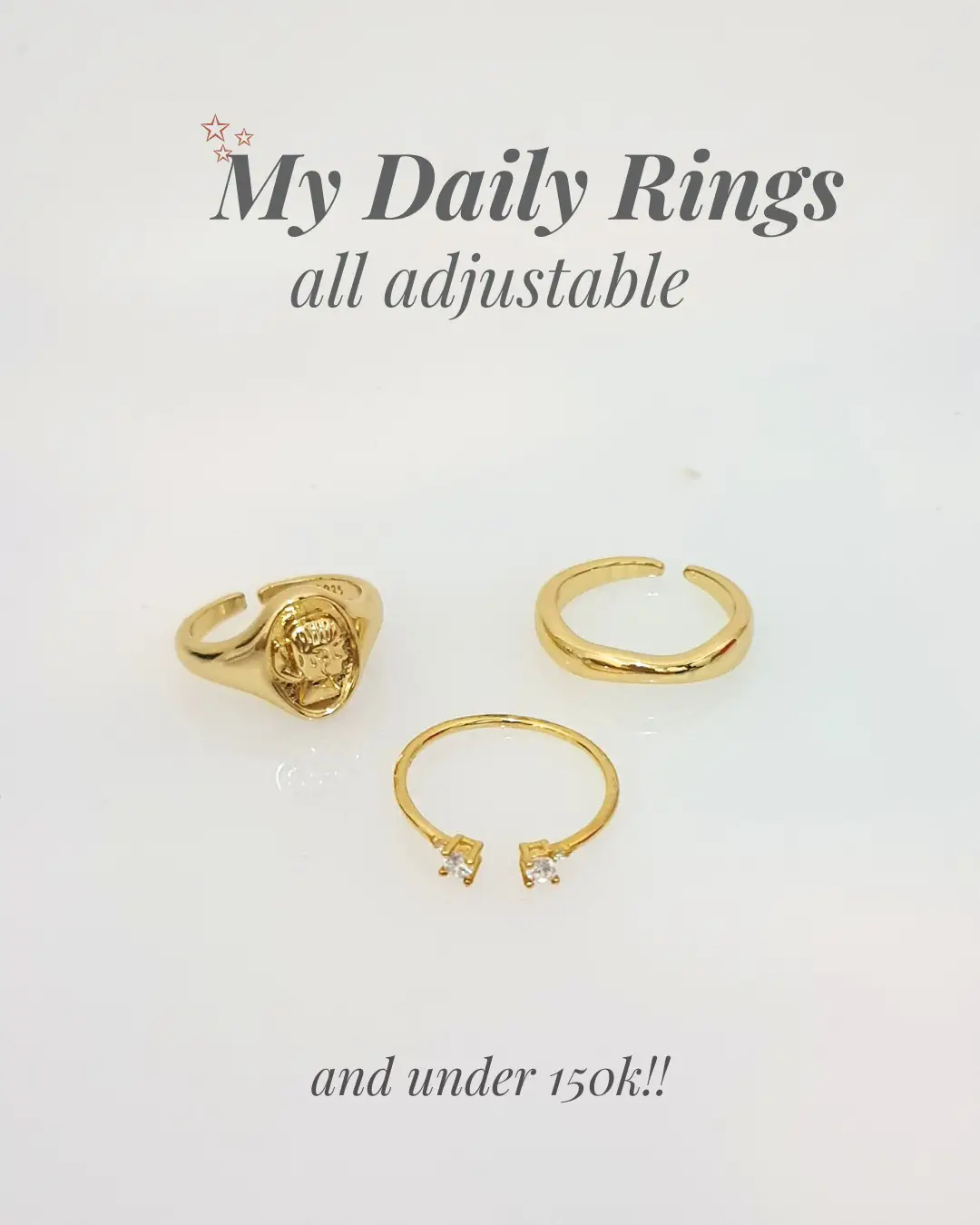 My daily rings! all Adjustable, and under 150k😉 | แกลเลอรีที่โพสต์โดย Odelia Catalina | Lemon8