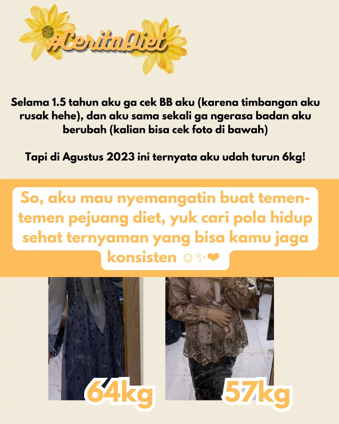 Turun 7kg tapi badan gak berubah? | Galeri diposting oleh adlinazet | Lemon8