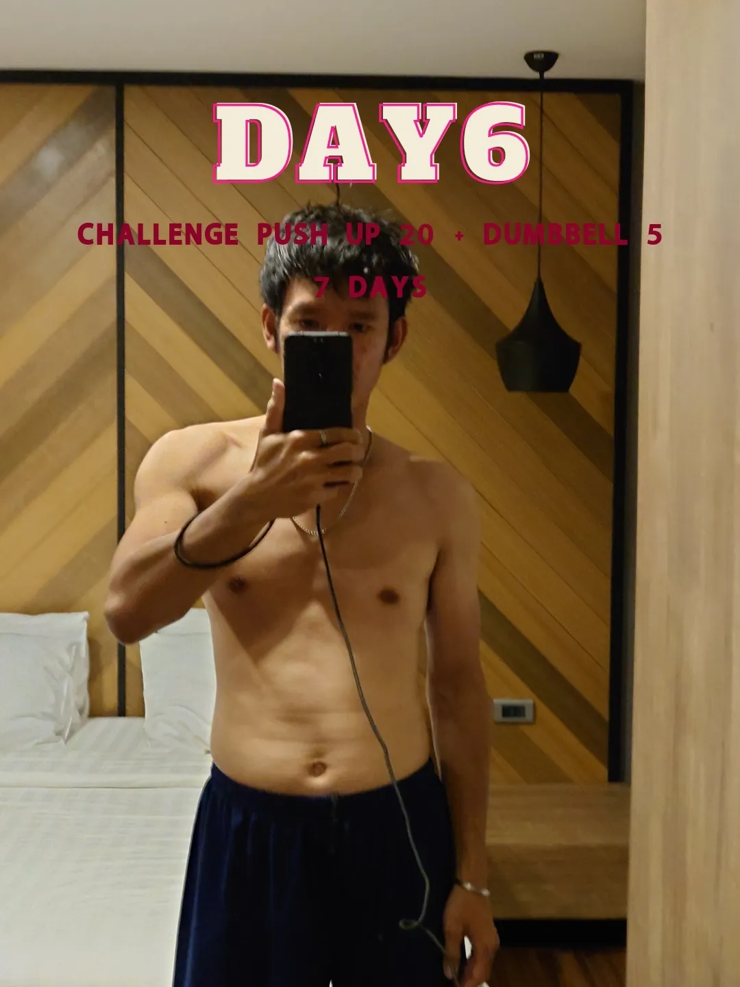 Day6 Challenge Push up 20 +Dumbbell 5 in 7 days | วิดีโอที่เผยแพร่โดย Sumaru Noname | Lemon8