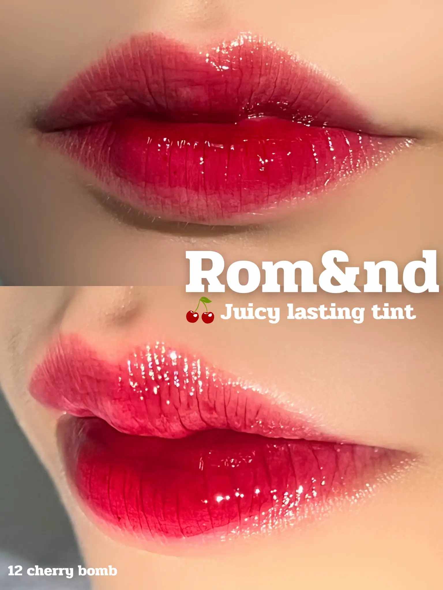 รีวิว Rom&nd juicy lasting tint no. 12 cherry bomb🍒 | แกลเลอรีที่โพสต์โดย Ritmmpr | Lemon8