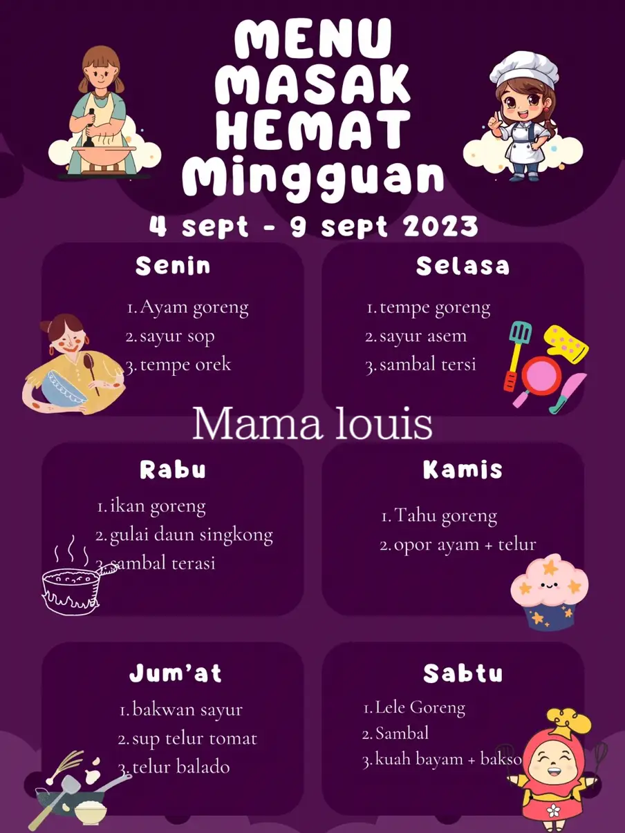 Menu masak hemat dan simpel seminggu | Galeri diposting oleh Baby L | Lemon8