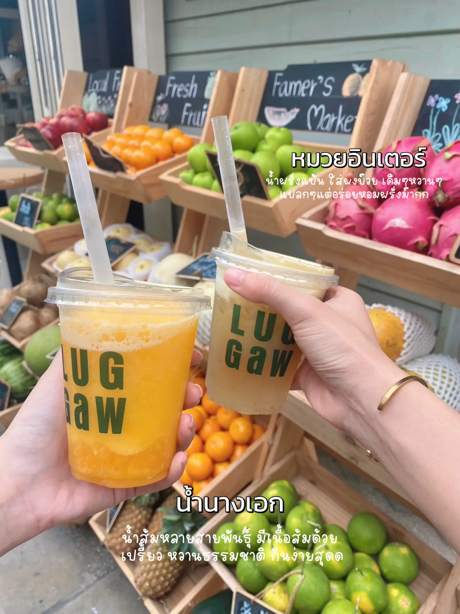 Luggaw (ลูกก๊อ)🍋 | ร้านผลไม้ น้ำอร่อย ถ่ายรูปก็สวย!! | แกลเลอรีที่โพสต์โดย sonie🪐 | Lemon8