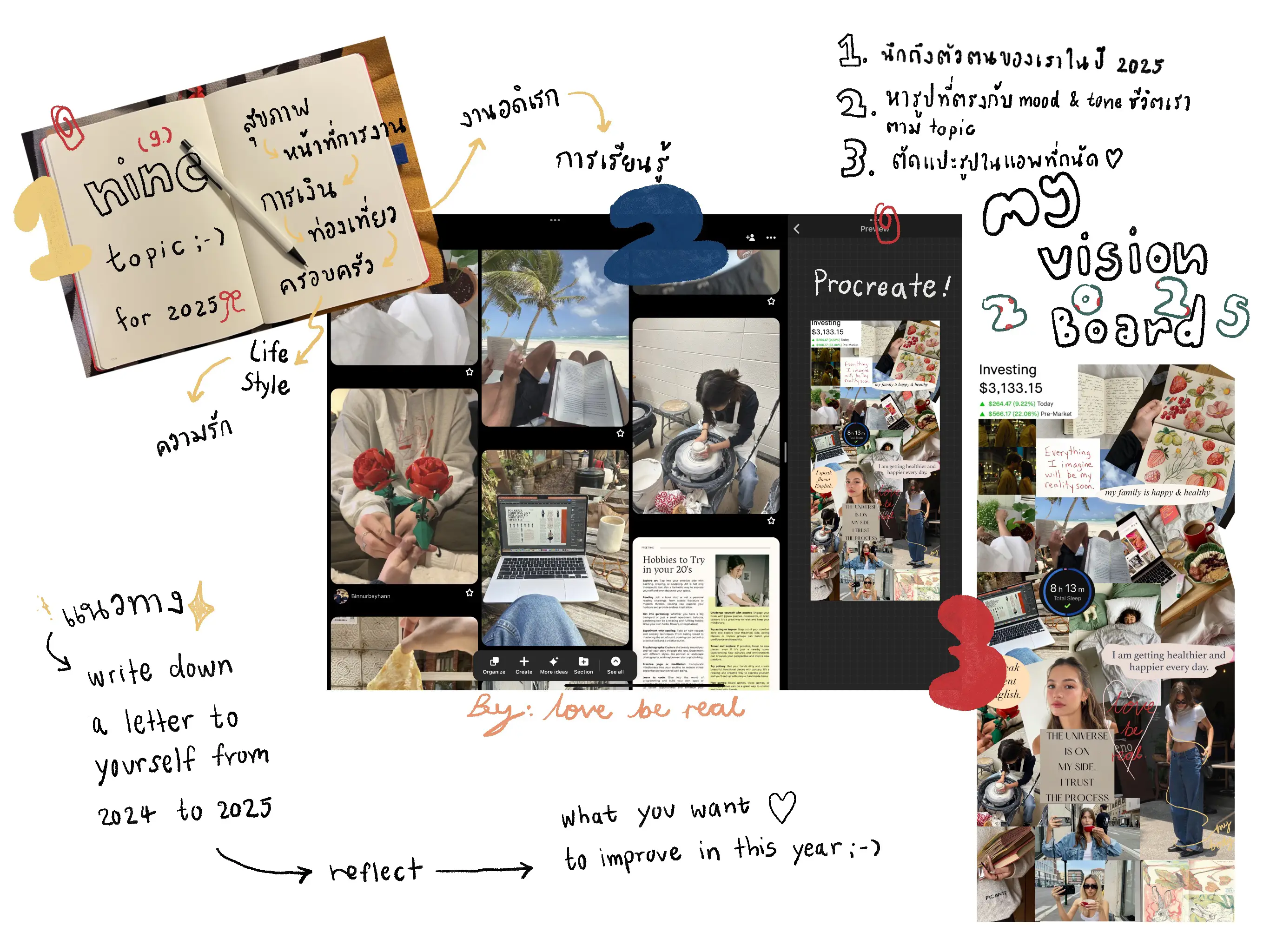 My first 'Vision Board' 2025 ปีใหม่ ขอเริ่มสิ่งใหม่🪄💌🤍 | แกลเลอรีที่ ...