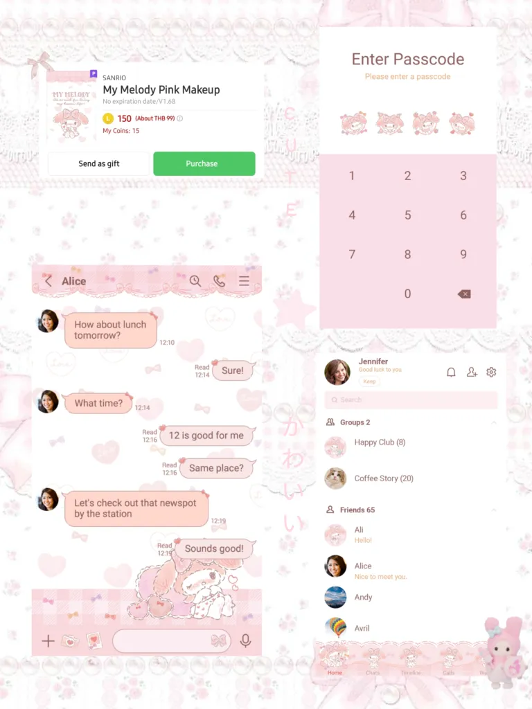 𓈒 ᱸ ♡ Themes line sanrio pink ‿‿ 𓈒 ᱸ | แกลเลอรีที่โพสต์โดย 𓈒 ݁ ♥︎ Freya | Lemon8