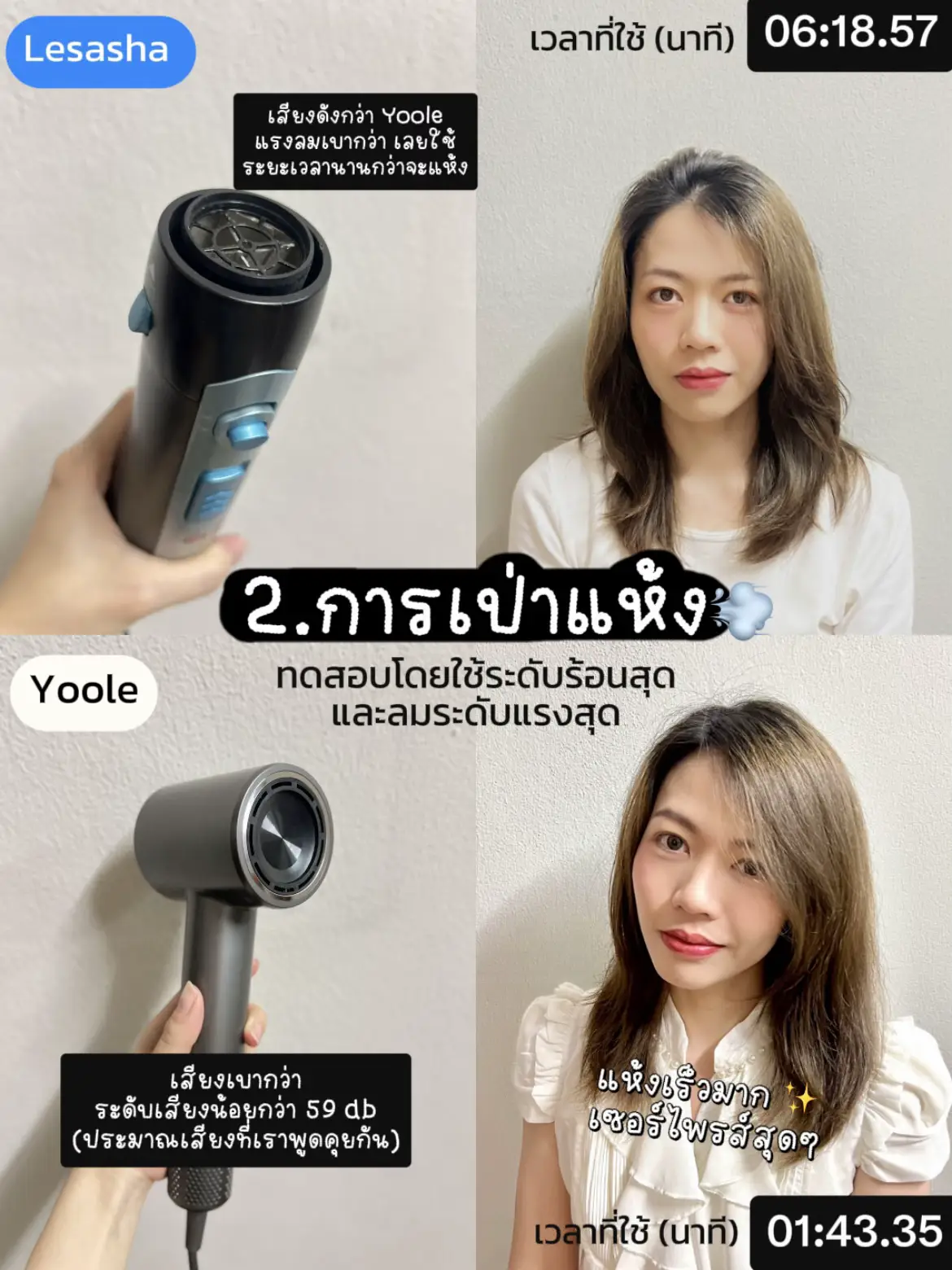 เทียบชัดๆ ไดร์เป่าผม Lesasha กับ Yoole อันไหนน่าใช้กว่า? | แกลเลอรีที่โพสต์โดย Nikireview | Lemon8