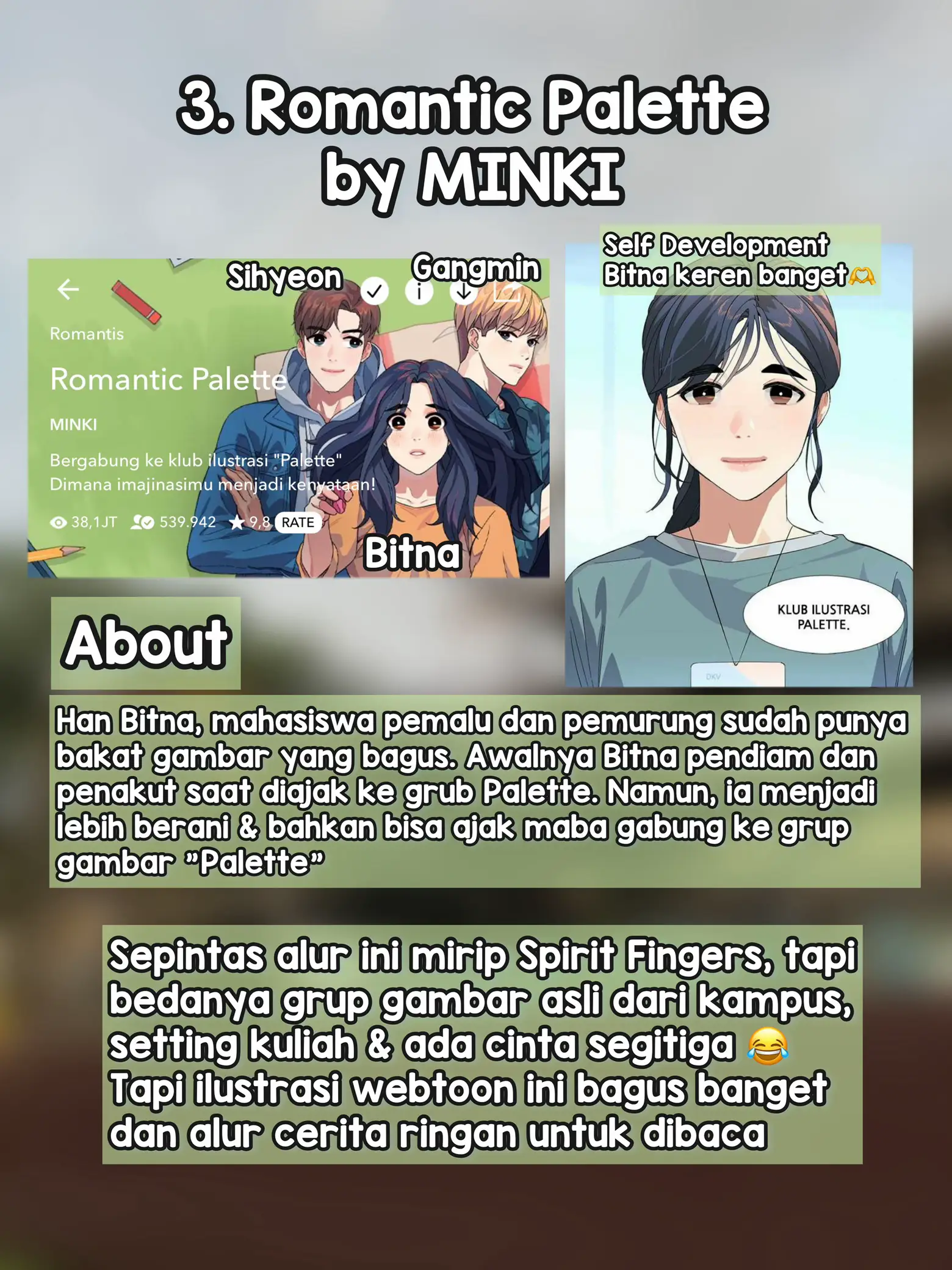 3 TOP WEBTOON ABOUT SELF LOVE VERSI AKU | แกลเลอรีที่โพสต์โดย • Winnie • | Lemon8