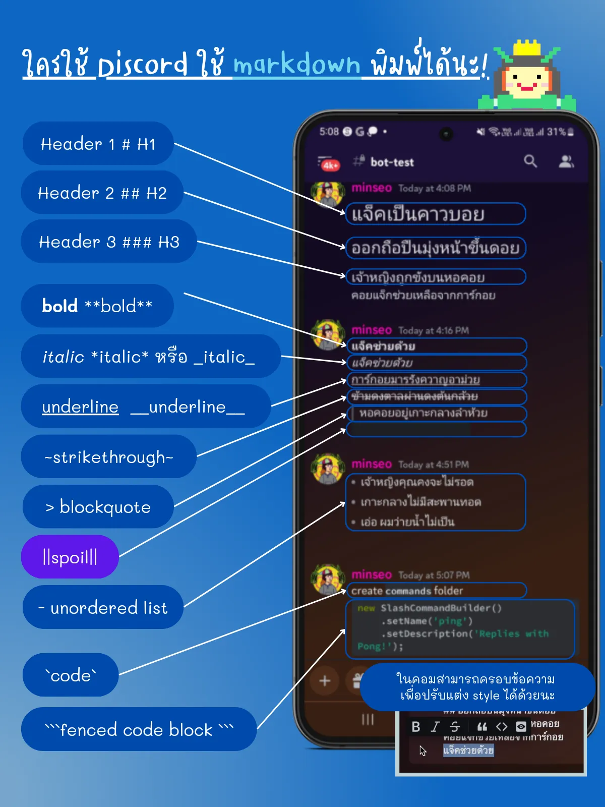 ใครใช้ Discord ใช้ markdown พิมพ์ได้นะ! | แกลเลอรีที่โพสต์โดย mikkipastel | Lemon8