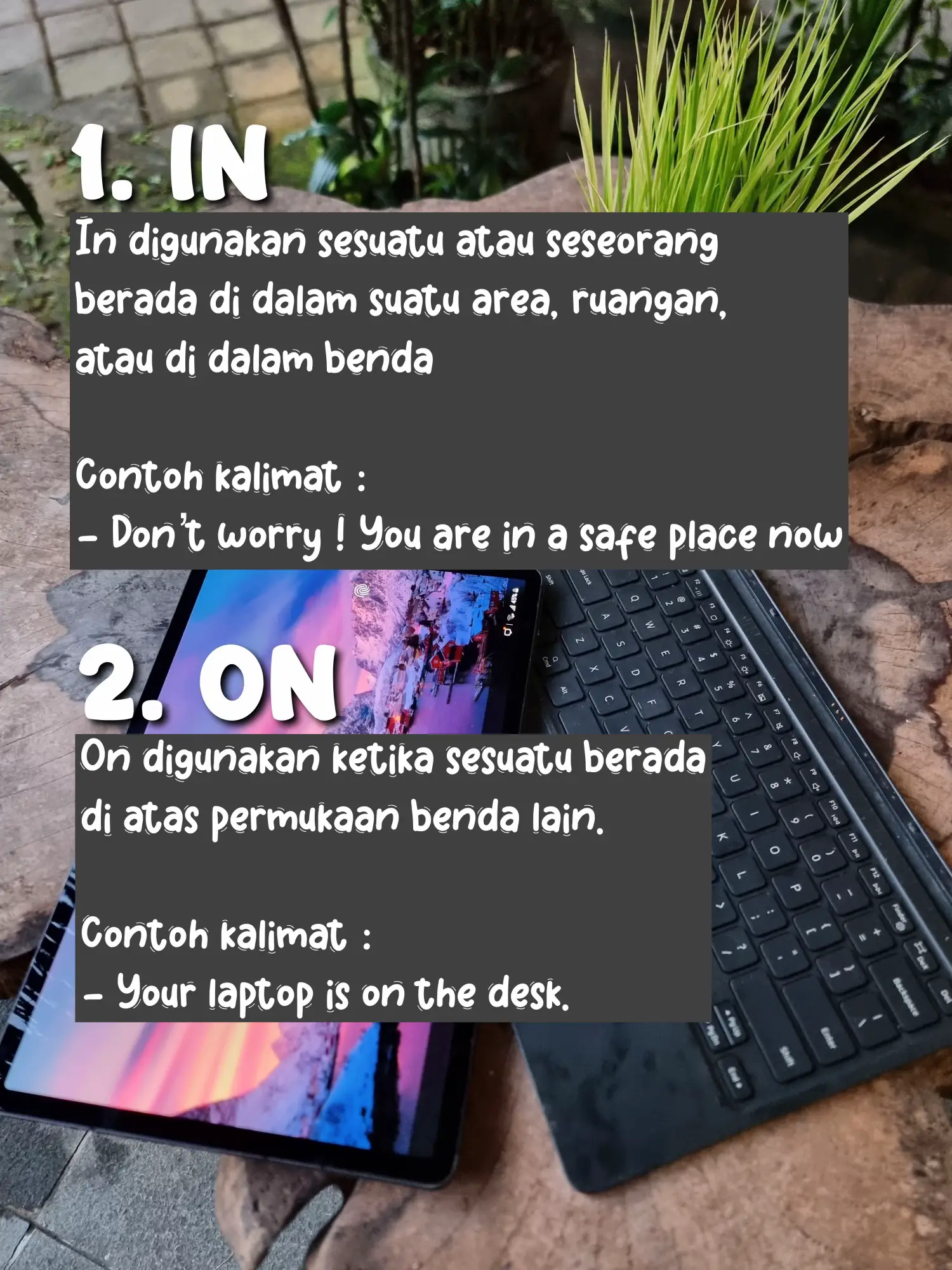 Cara Penggunaan In, On, Into & Onto | Galeri diposting oleh nesyaadenisaa | Lemon8