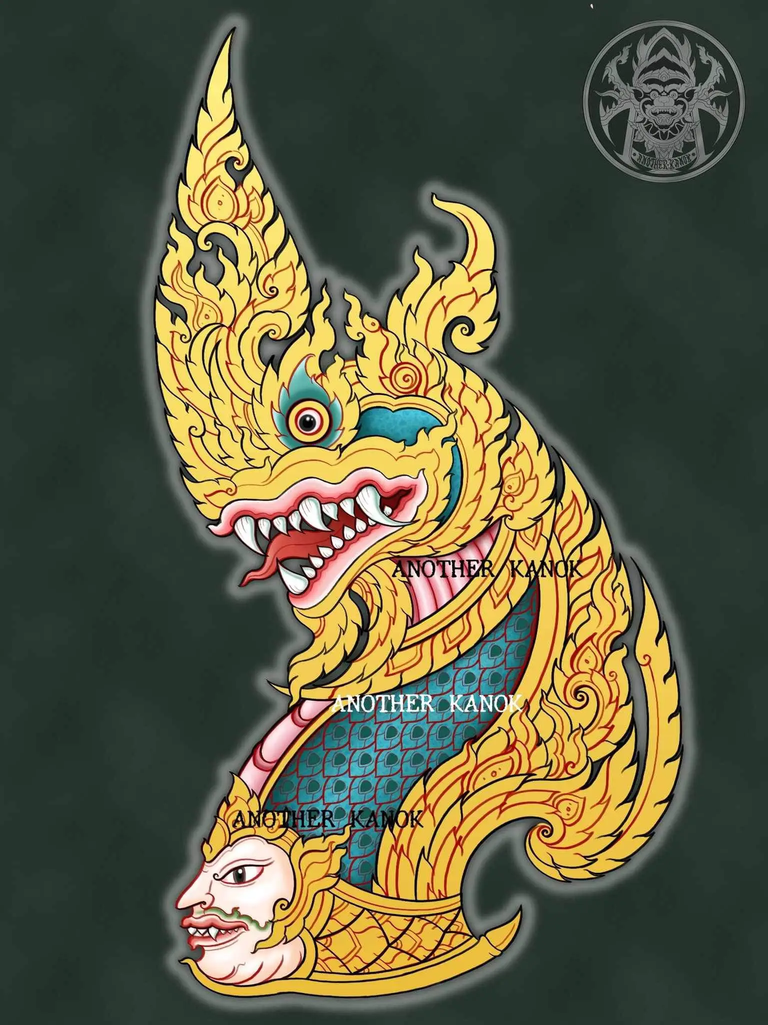 พญานาคเขียว ลายไทย | แกลเลอรีที่โพสต์โดย Another Kanok | Lemon8