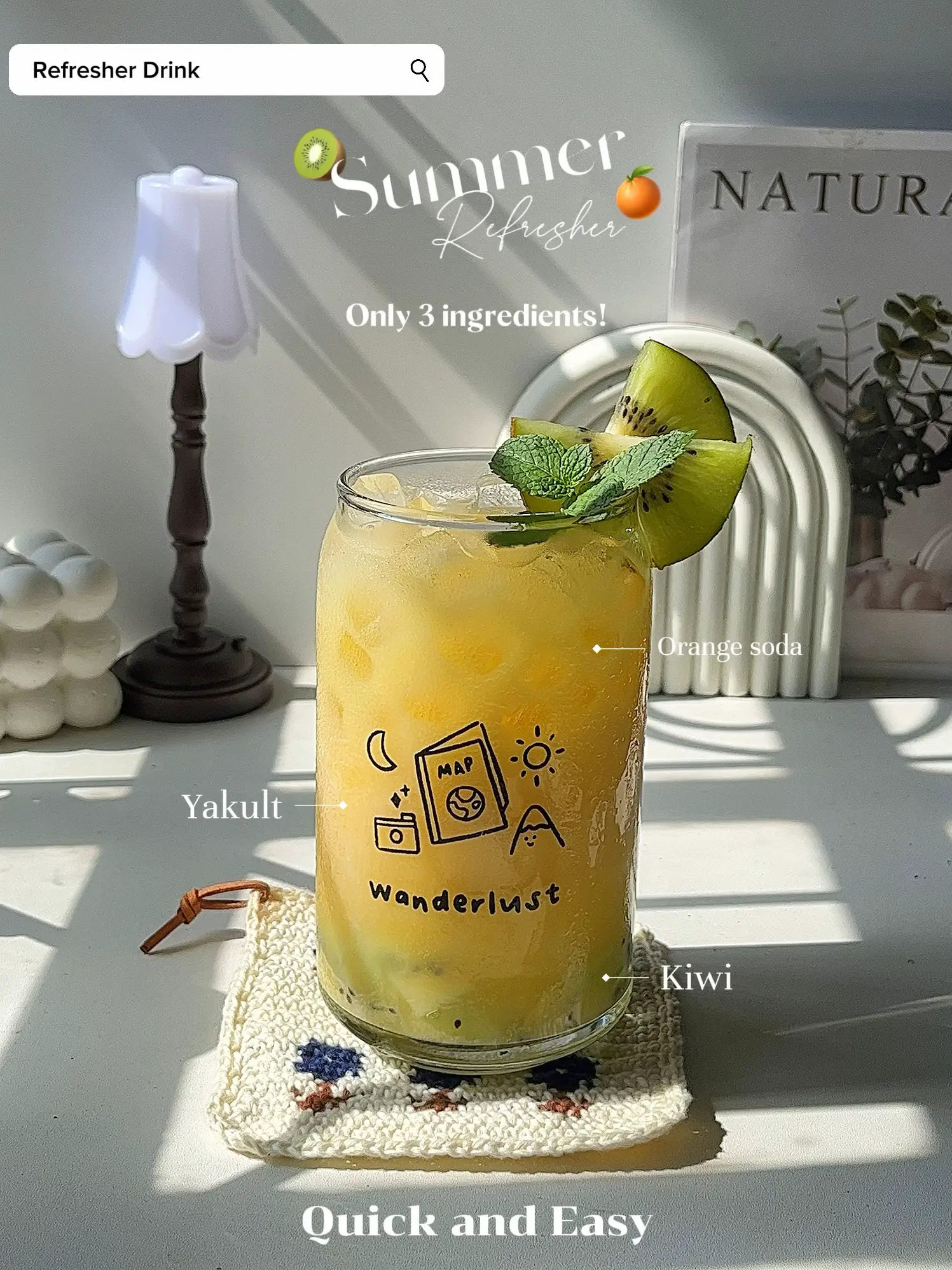 SUMMER REFRESHER DRINK🍹 perfect for a hot day! 🥝🍊 | Video published by ...