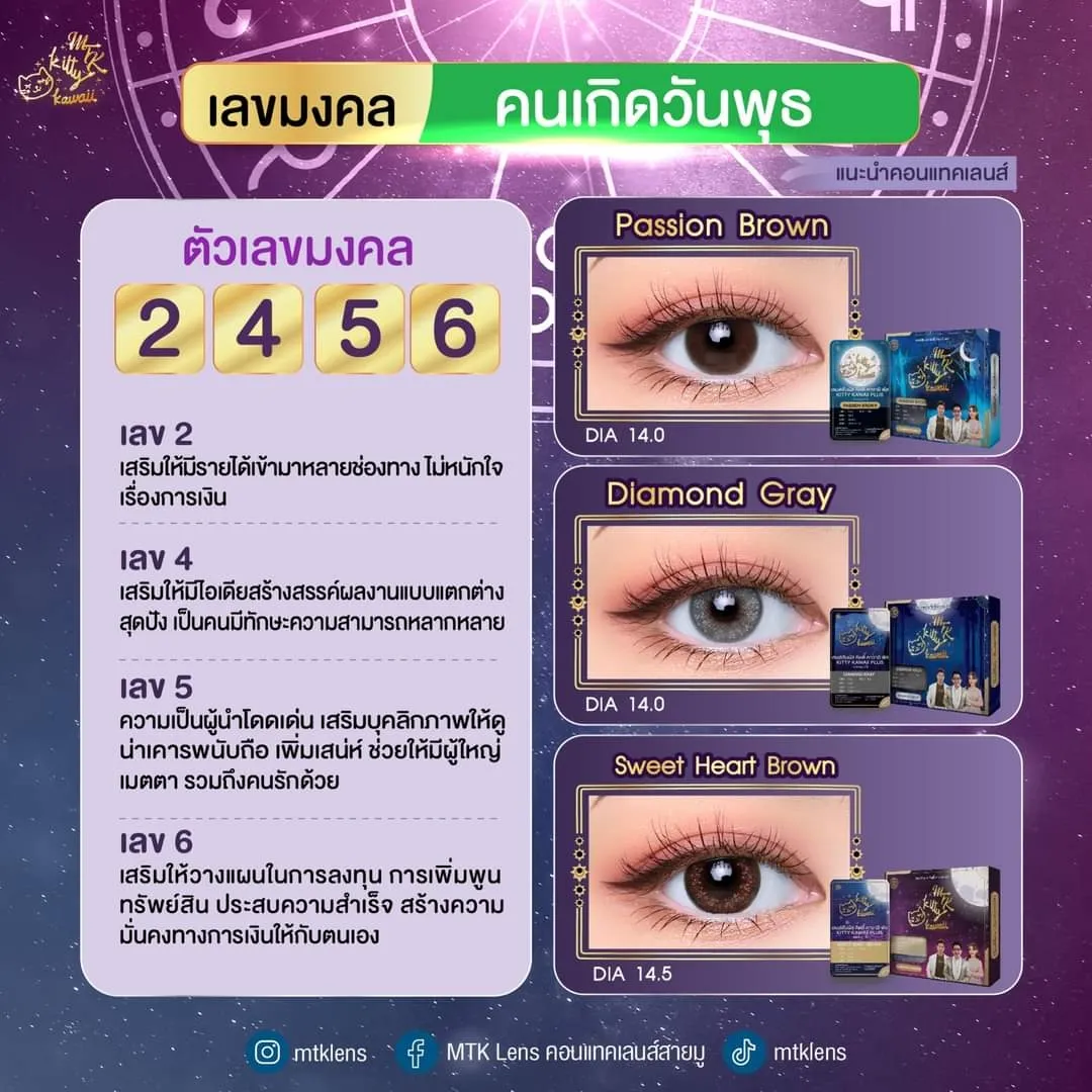 🌷คอนแทคเลนส์สายมูสายใจกับวันเกิด 🔮 | แกลเลอรีที่โพสต์โดย Wirairak 66 | Lemon8